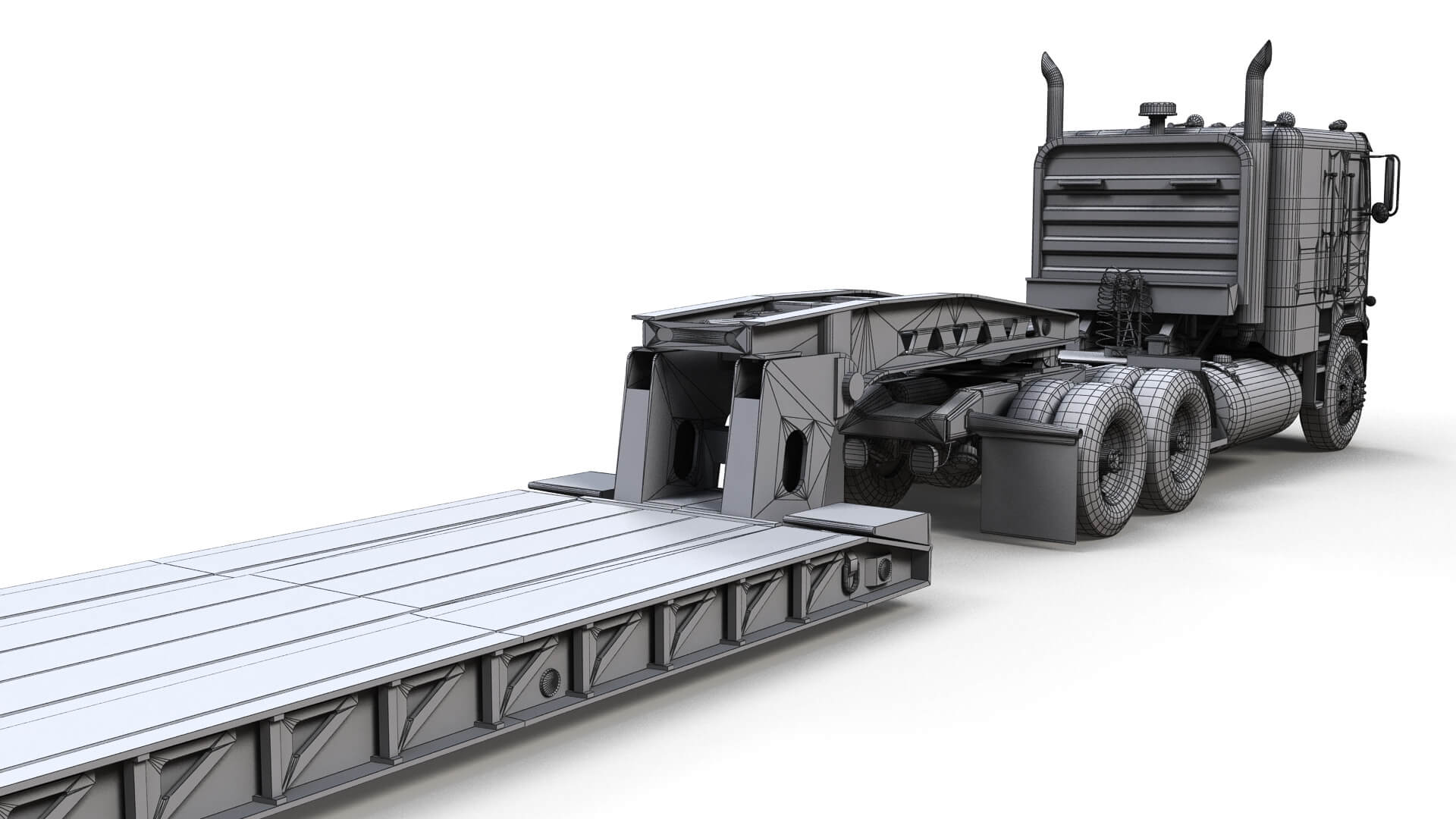 Freightliner Powerliner Semitruck Lowboy - 3D Model by Veaceslav Condraciuc