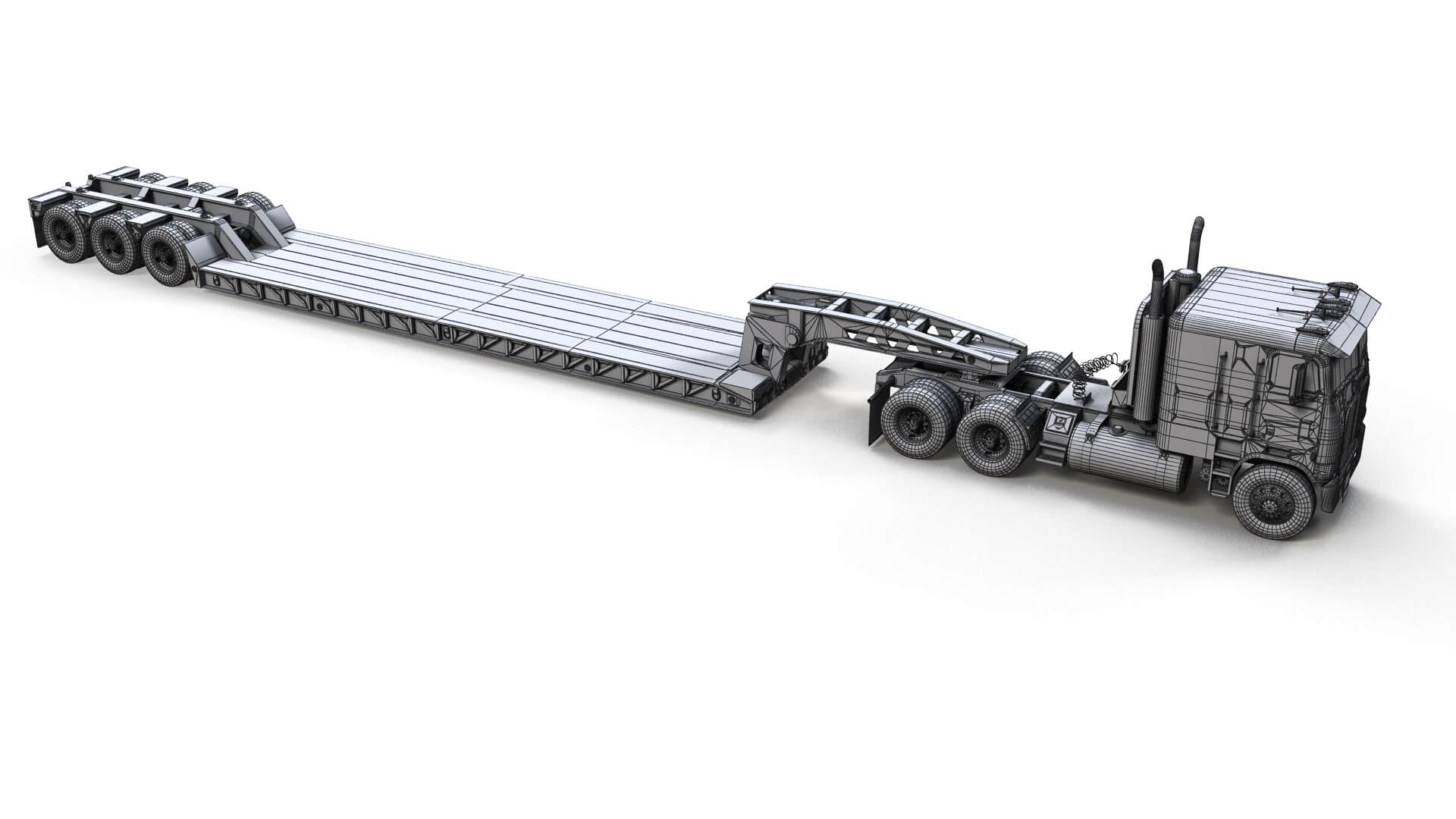 Freightliner Powerliner Semitruck Lowboy - 3D Model by Veaceslav Condraciuc