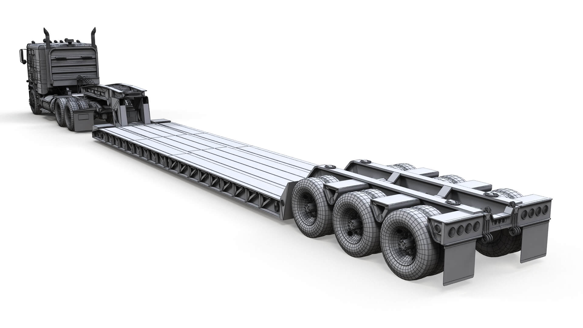 Freightliner Powerliner Semitruck Lowboy - 3D Model by Veaceslav Condraciuc