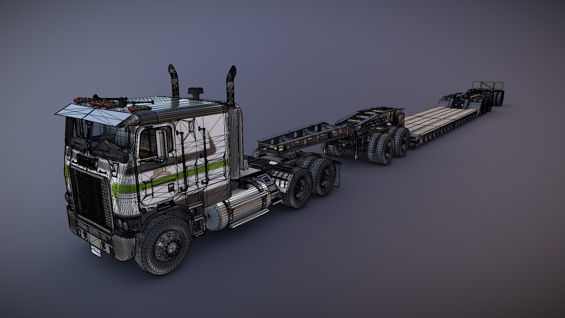 Freightliner Powerliner Semitruck Lowboy - 3D Model by Veaceslav Condraciuc