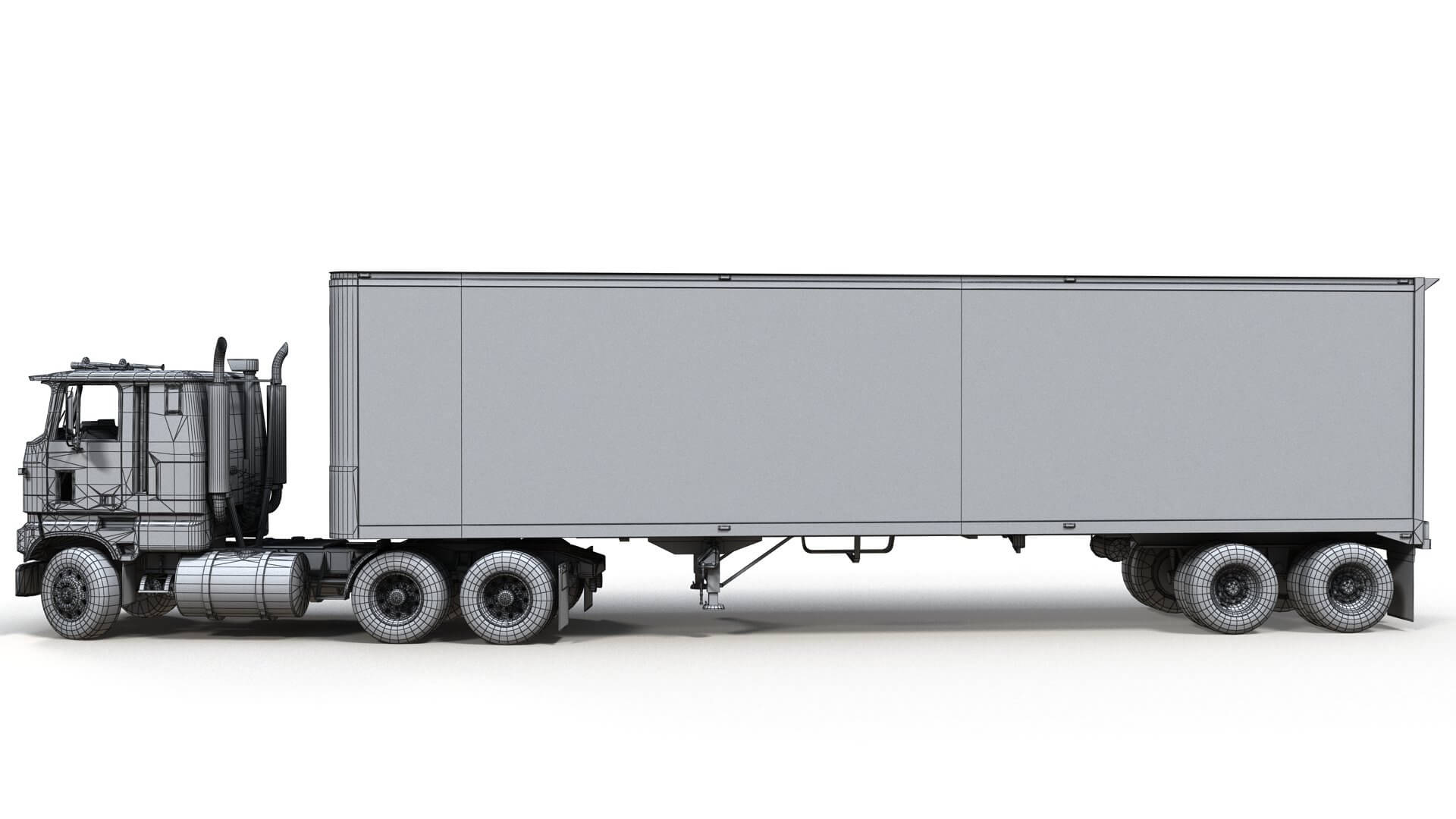 Cab-Over Semi Truck and Trailer 3D Model by Veaceslav Condraciuc