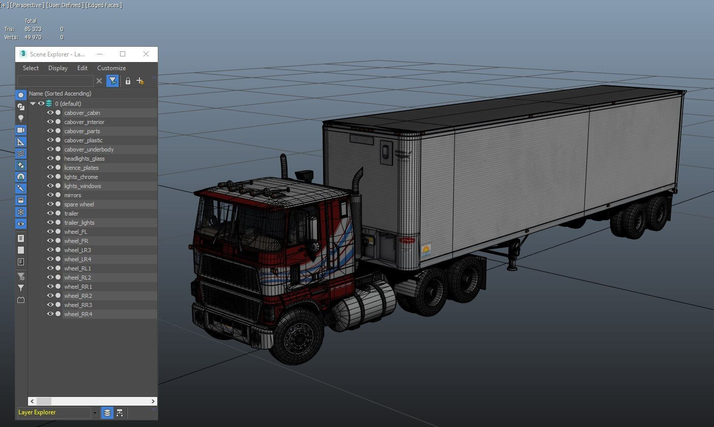 Cab-Over Semi Truck and Trailer 3D Model by Veaceslav Condraciuc