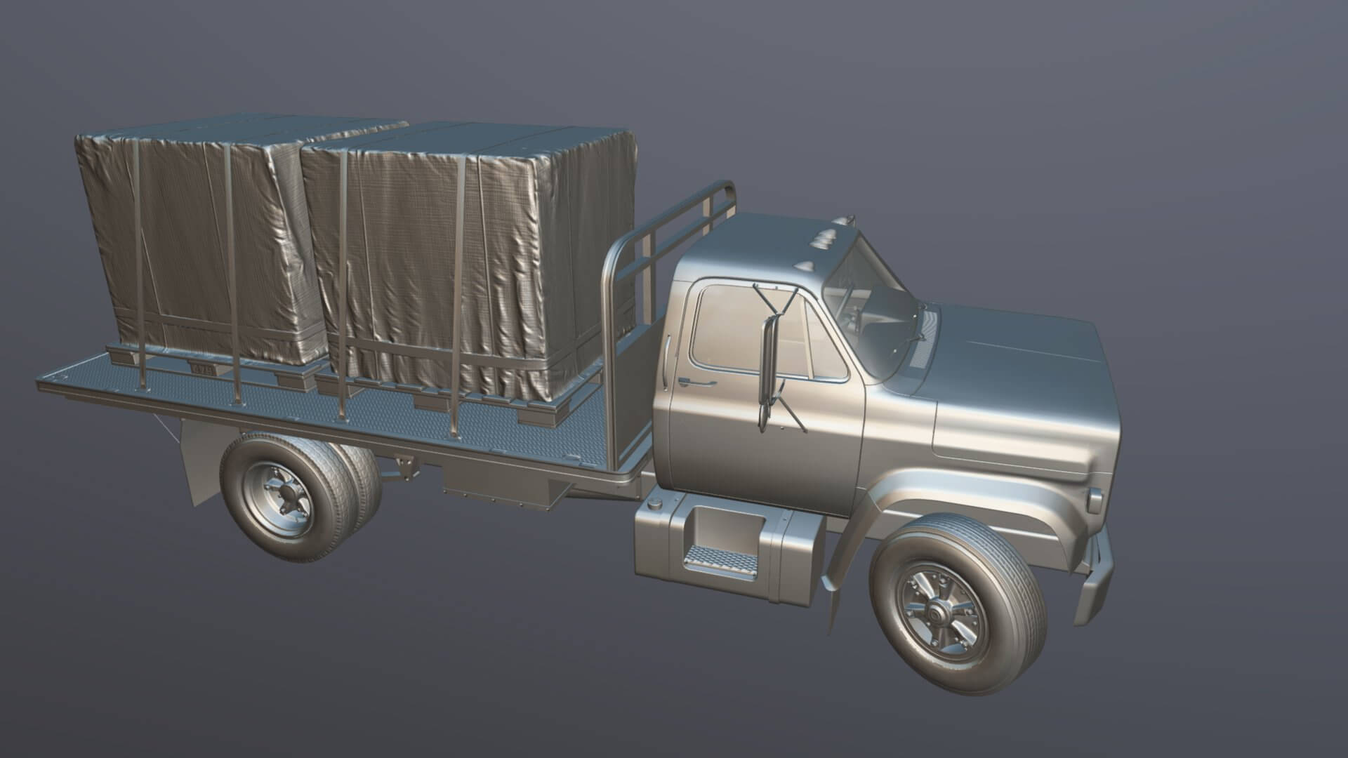 Industrial Flatbed Truck - 3D Model by Veaceslav Condraciuc