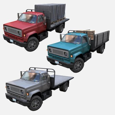 Industrial Flatbed Truck - 3D Model by Veaceslav Condraciuc