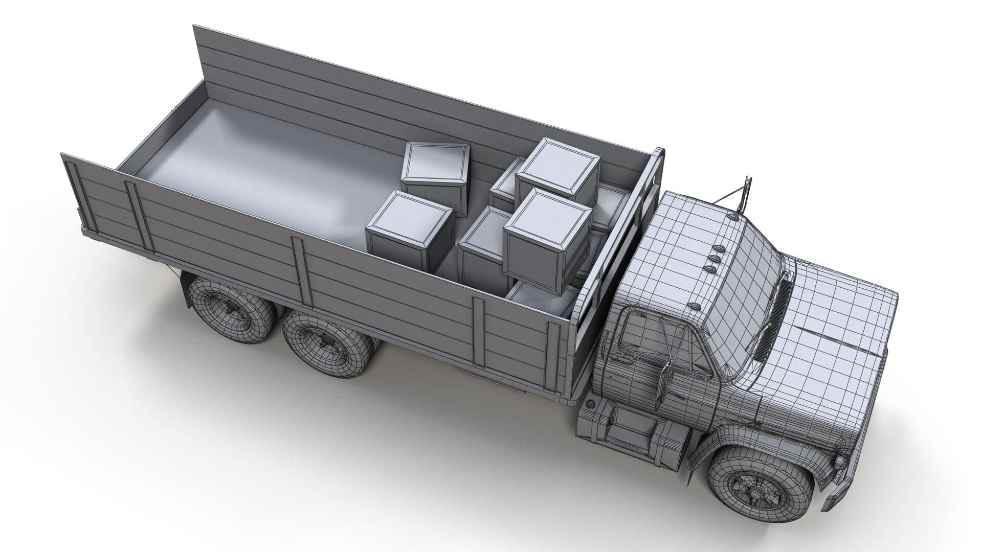 Industrial Flatbed Truck - 3D Model by Veaceslav Condraciuc