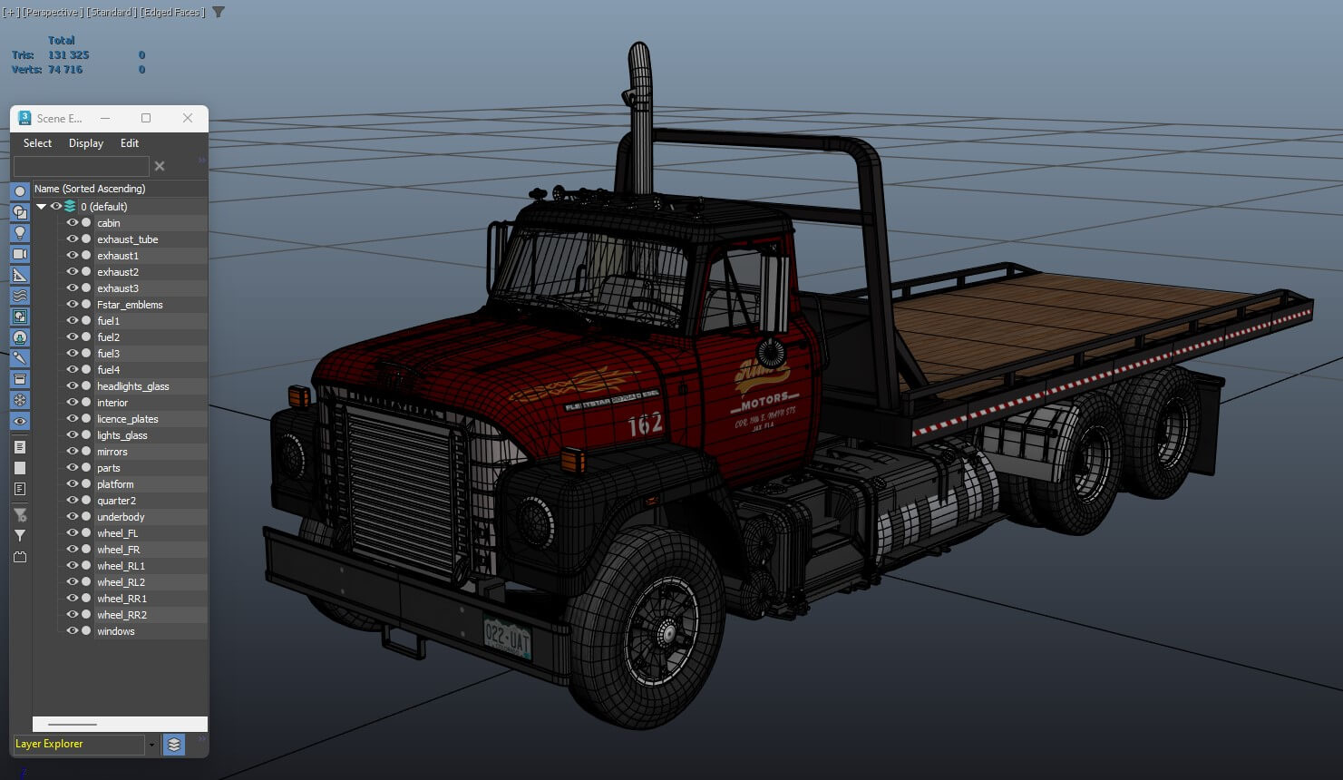 International Fleetstar Flatbed Truck - 3D Model by Veaceslav Condraciuc