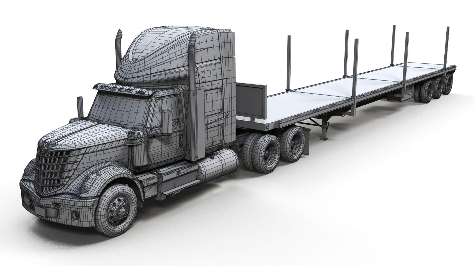 International Lonestar Flatbed Trailer - 3D Model by Veaceslav Condraciuc
