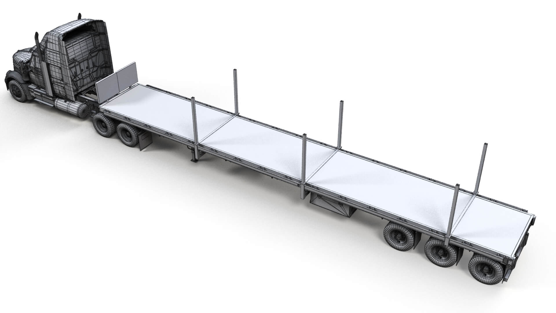 International Lonestar Flatbed Trailer - 3D Model by Veaceslav Condraciuc