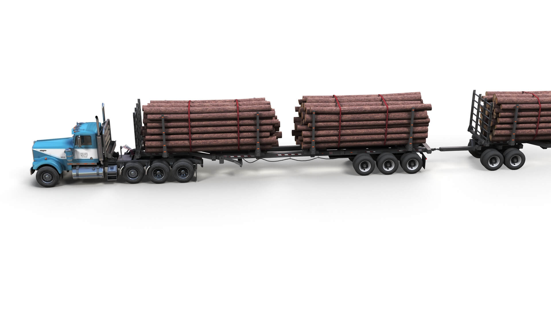 Kenworth Super Train Log Truck - 3D Model by Veaceslav Condraciuc