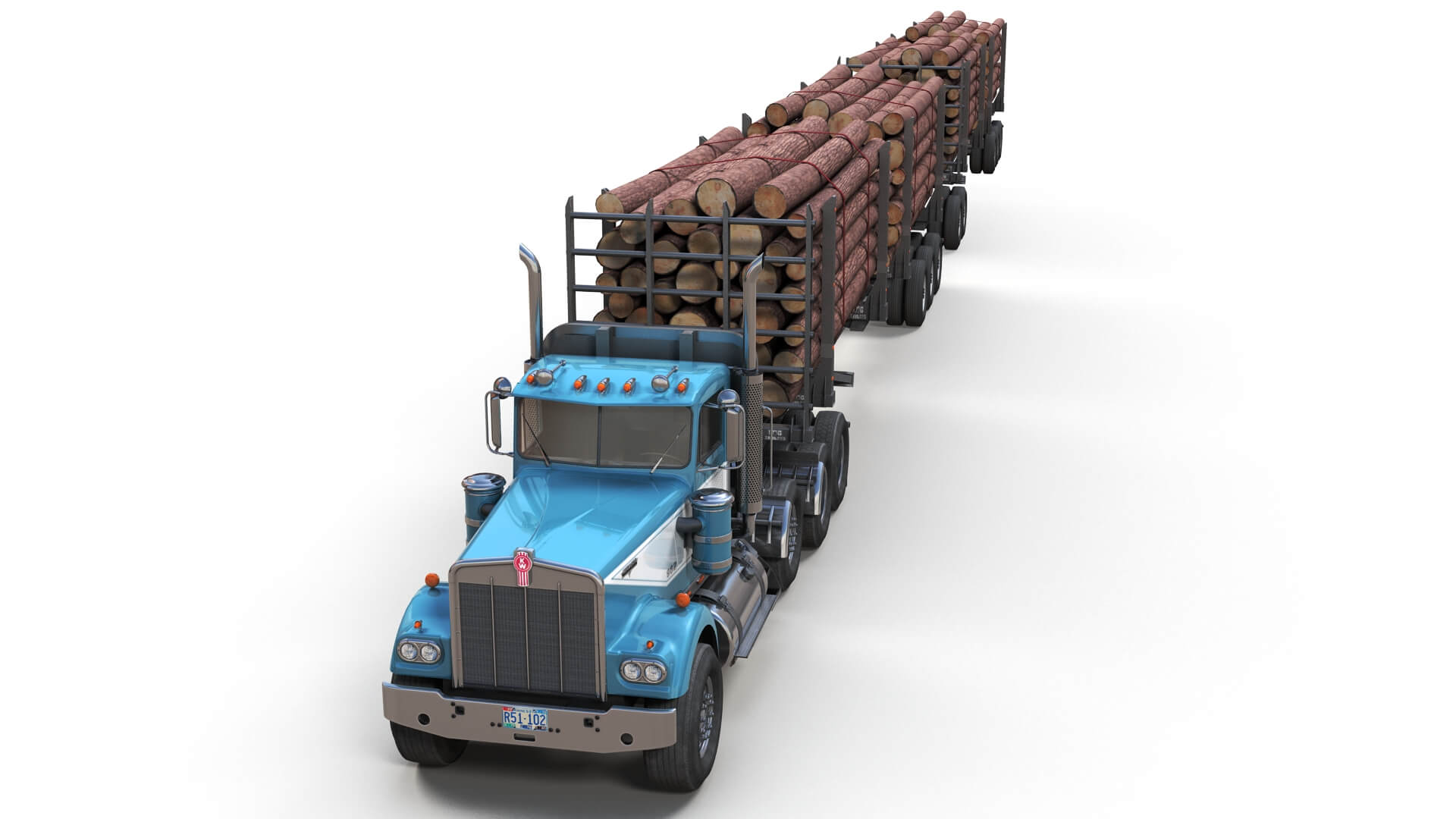 Kenworth Super Train Log Truck - 3D Model by Veaceslav Condraciuc
