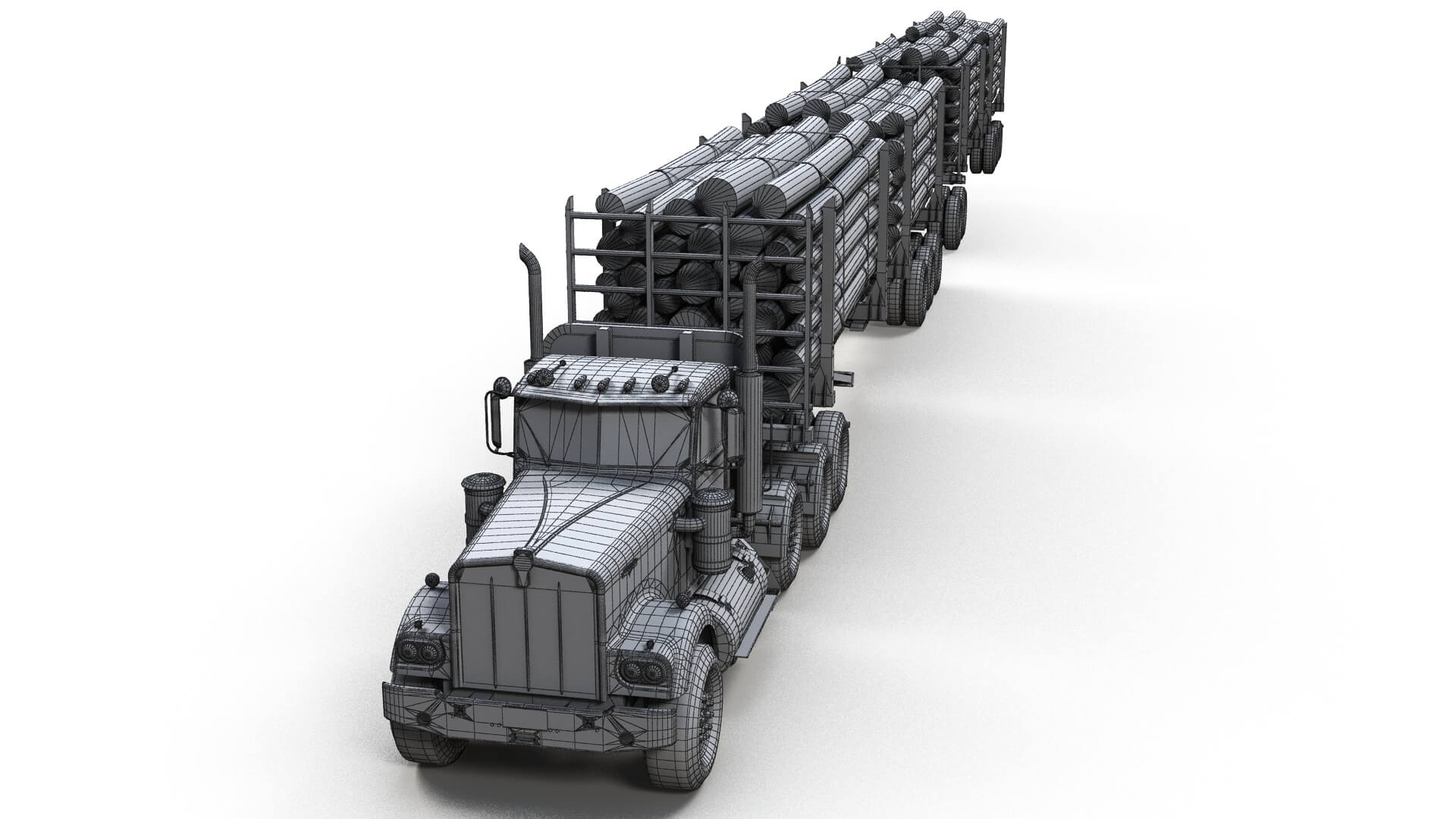 Kenworth Super Train Log Truck - 3D Model by Veaceslav Condraciuc