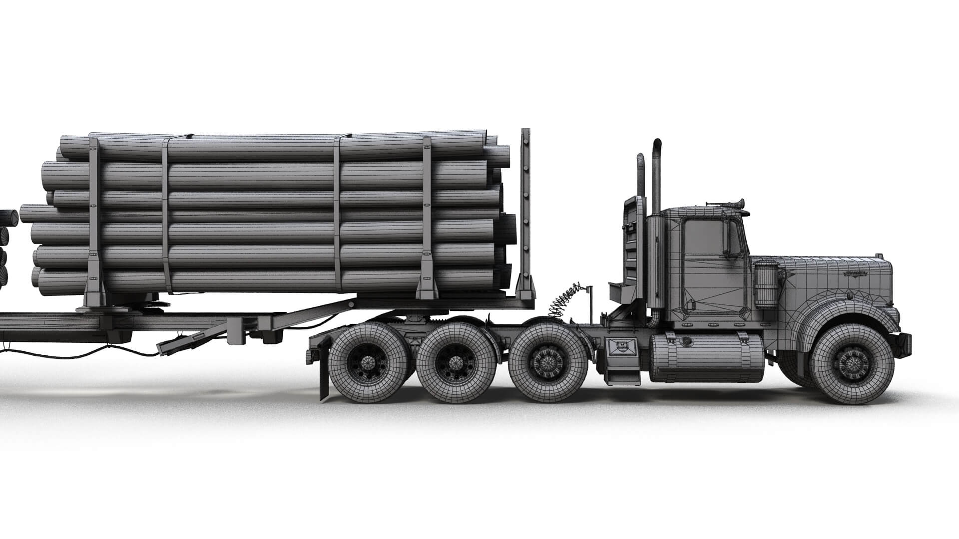 Kenworth Super Train Log Truck - 3D Model by Veaceslav Condraciuc