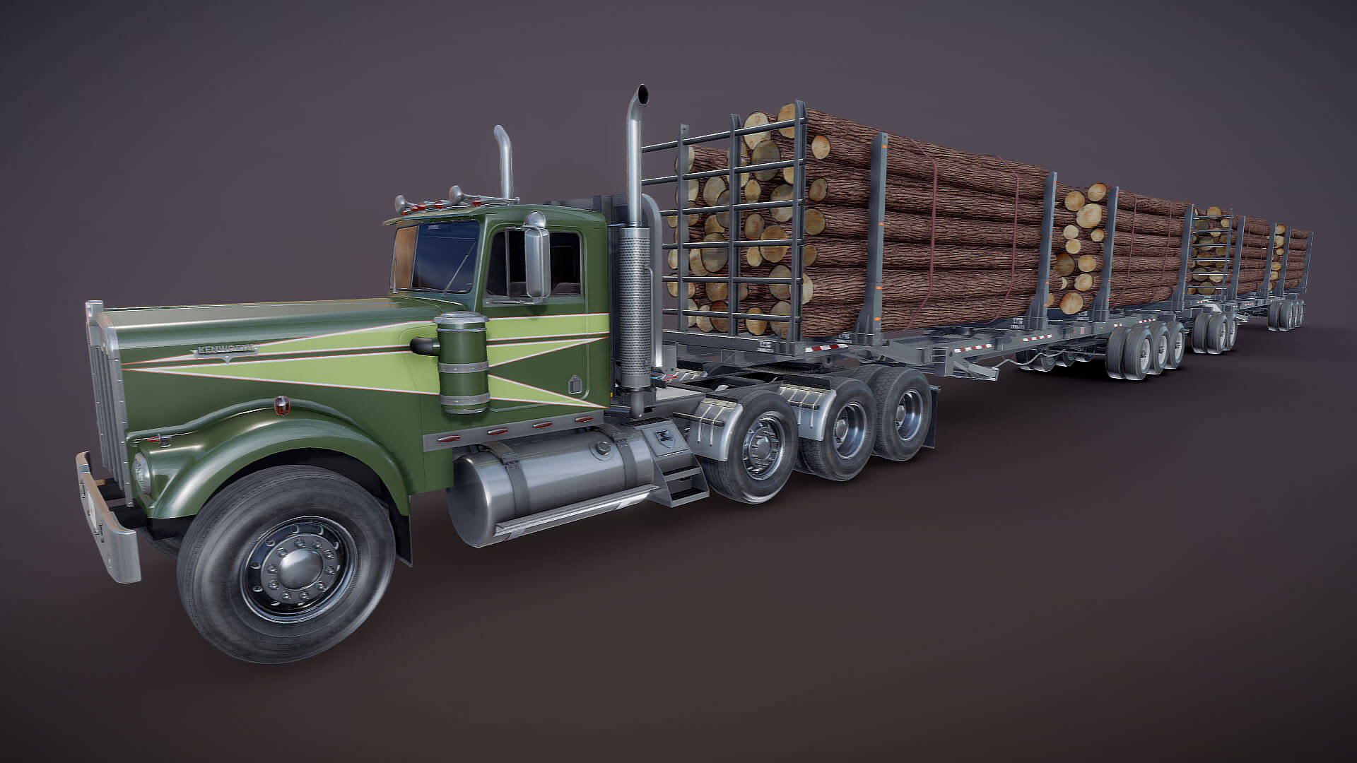 Kenworth Super Train Log Truck - 3D Model by Veaceslav Condraciuc