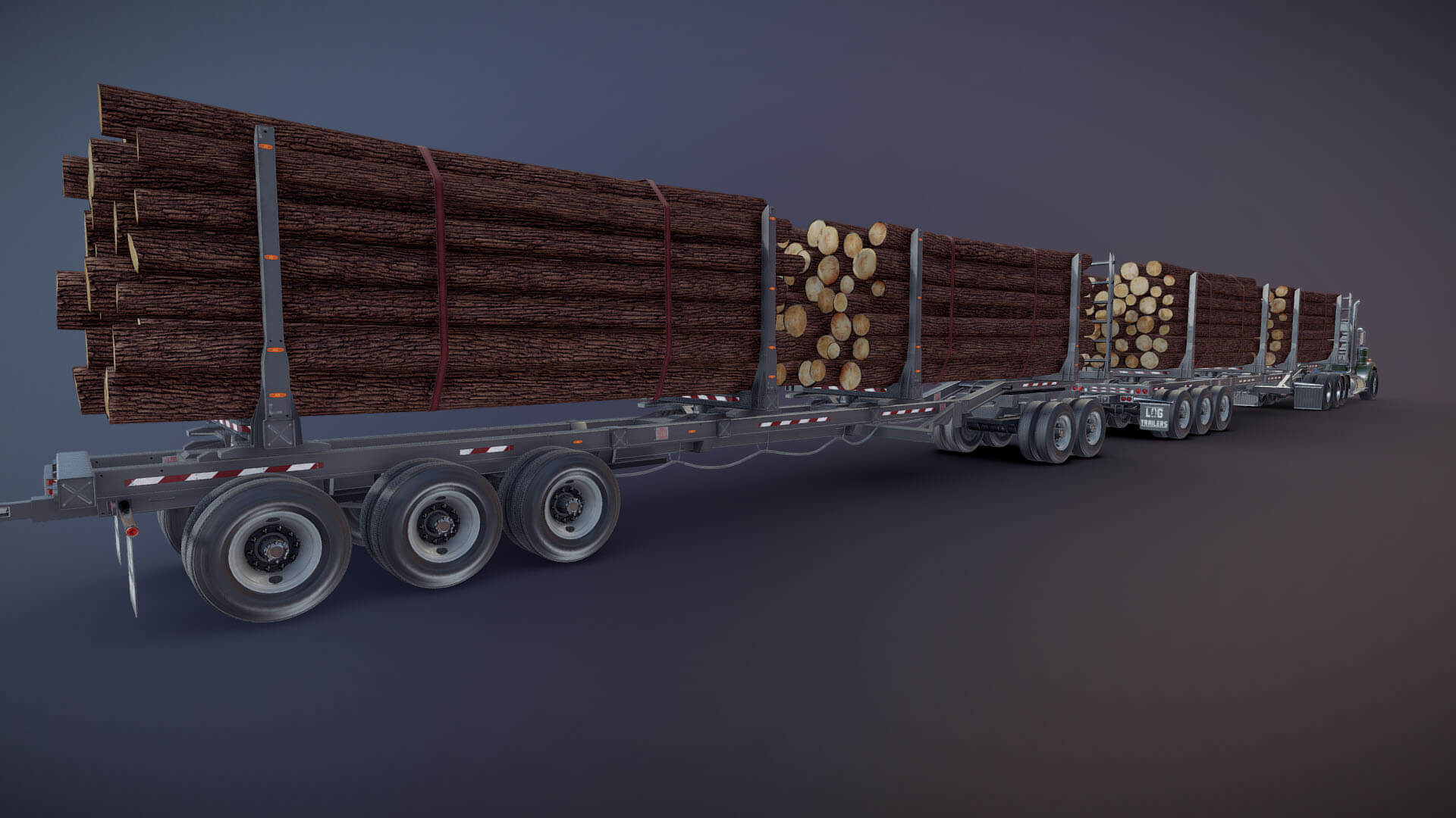Kenworth Super Train Log Truck - 3D Model by Veaceslav Condraciuc