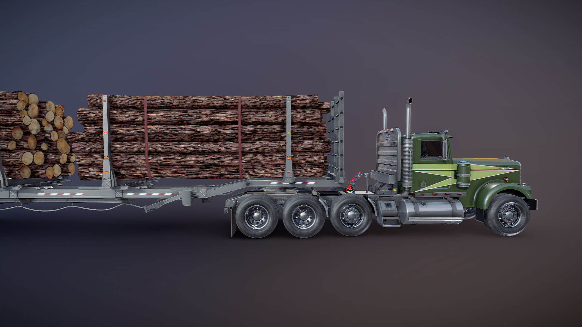 Kenworth Super Train Log Truck - 3D Model by Veaceslav Condraciuc
