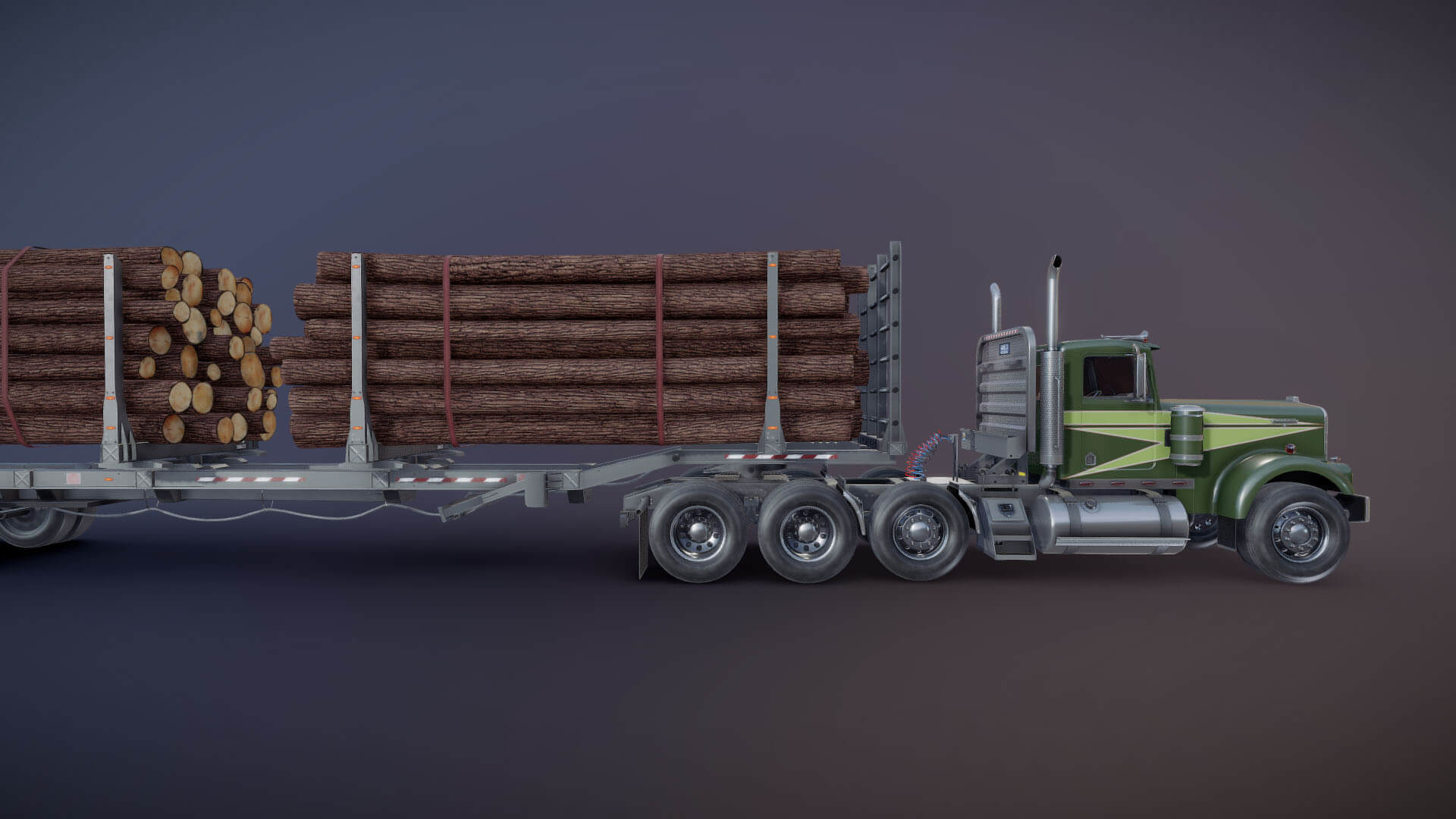 Kenworth Super Train Log Truck - 3D Model by Veaceslav Condraciuc