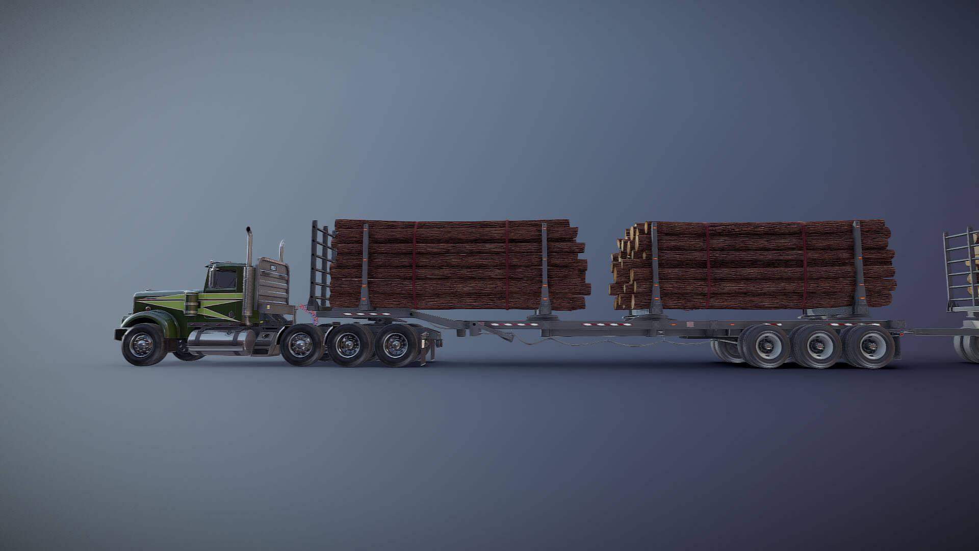 Kenworth Super Train Log Truck - 3D Model by Veaceslav Condraciuc