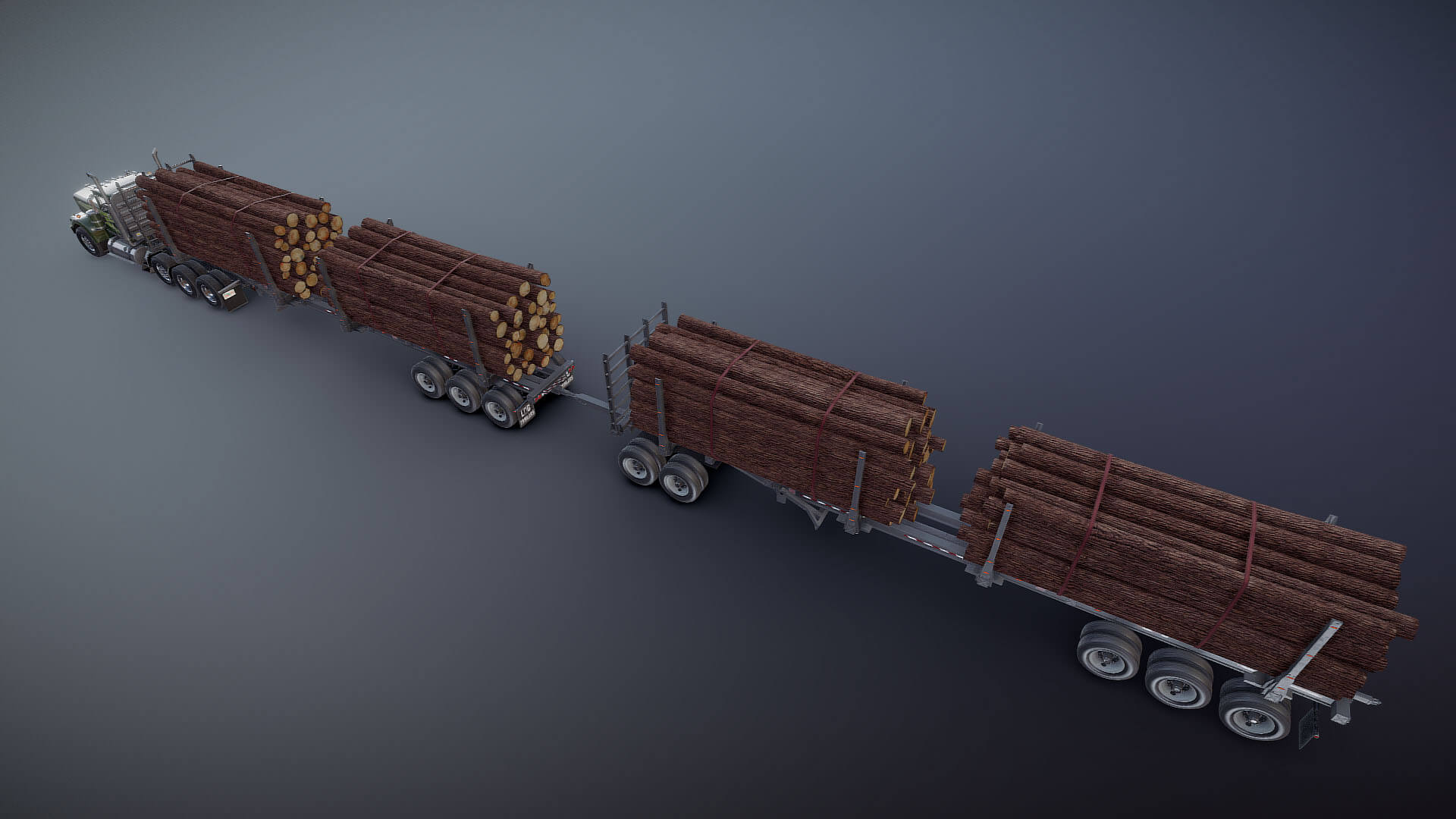 Kenworth Super Train Log Truck - 3D Model by Veaceslav Condraciuc