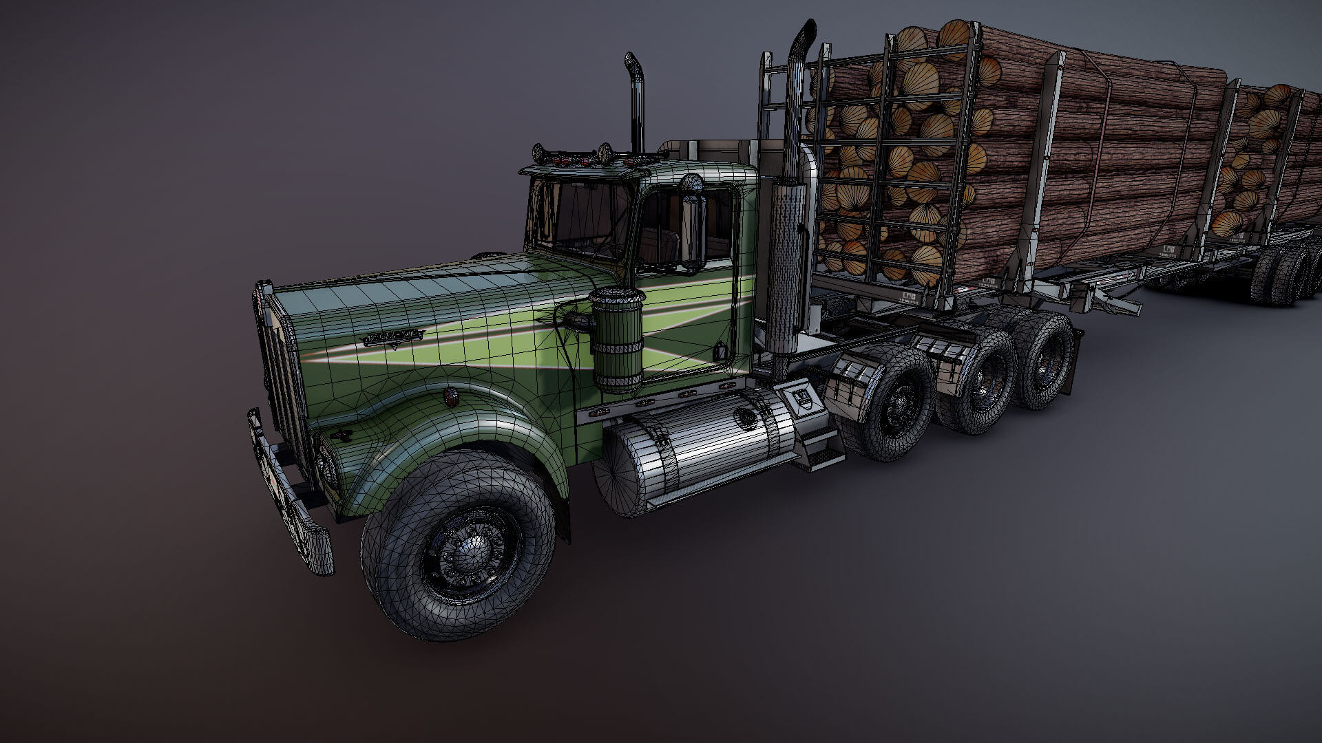 Kenworth Super Train Log Truck - 3D Model by Veaceslav Condraciuc