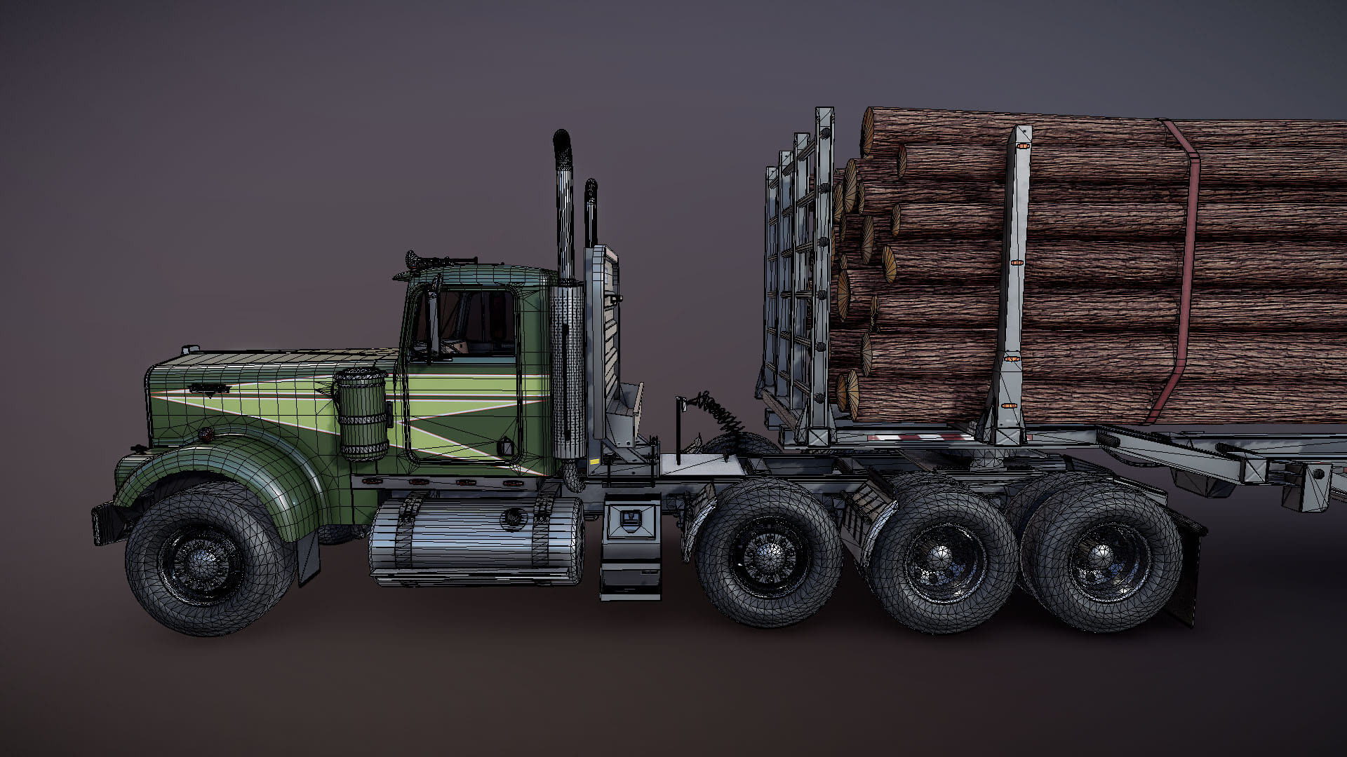 Kenworth Super Train Log Truck - 3D Model by Veaceslav Condraciuc