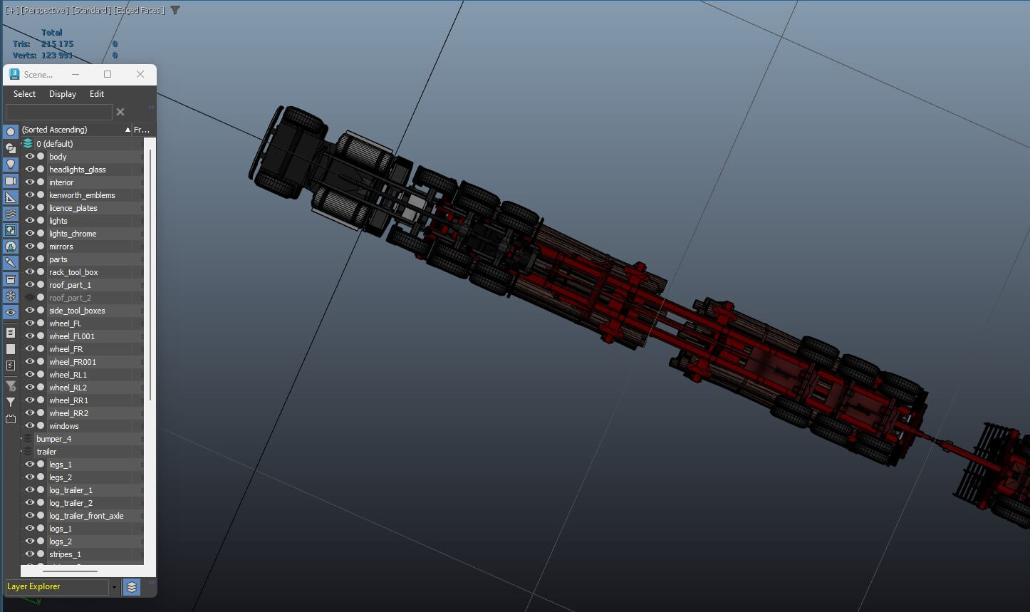 Kenworth Super Train Log Truck - 3D Model by Veaceslav Condraciuc