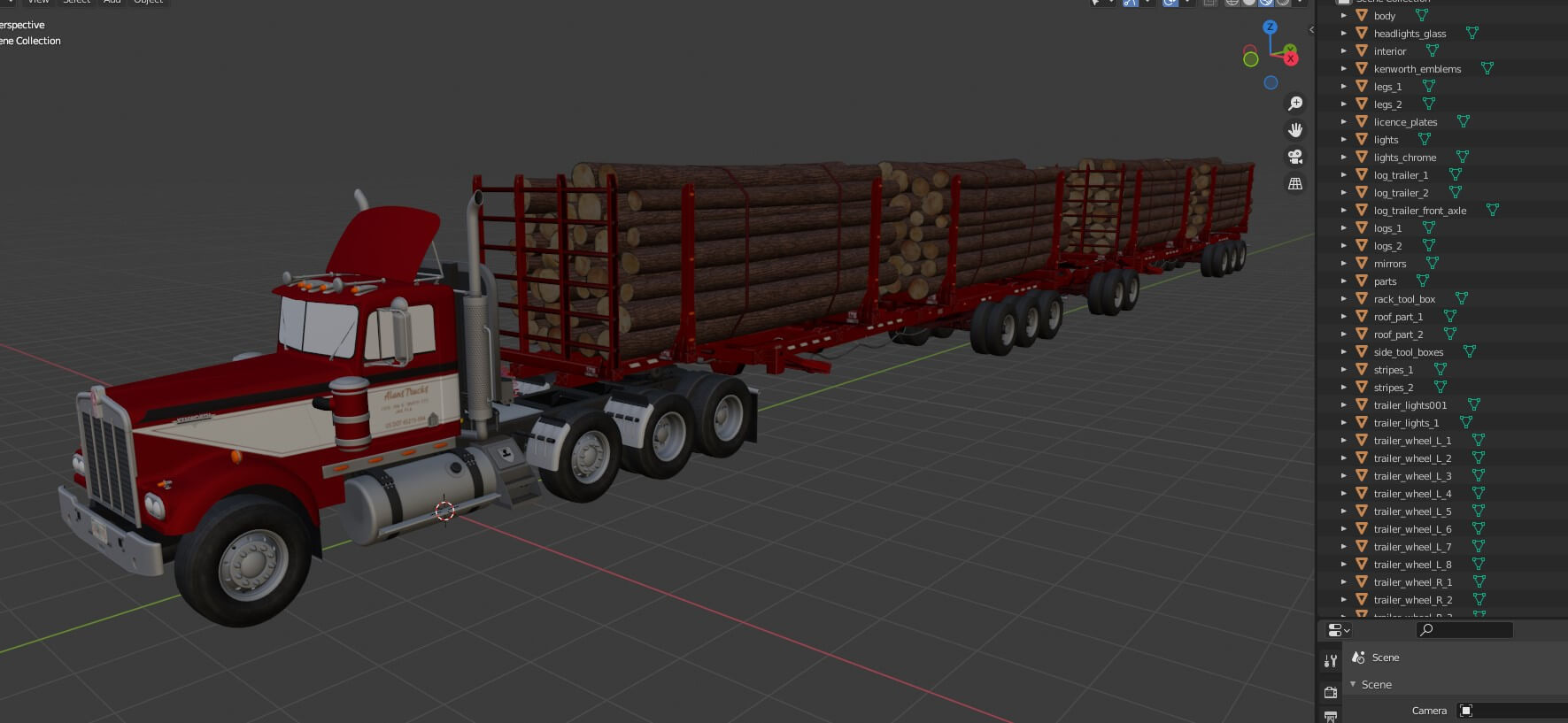 Kenworth Super Train Log Truck - 3D Model by Veaceslav Condraciuc