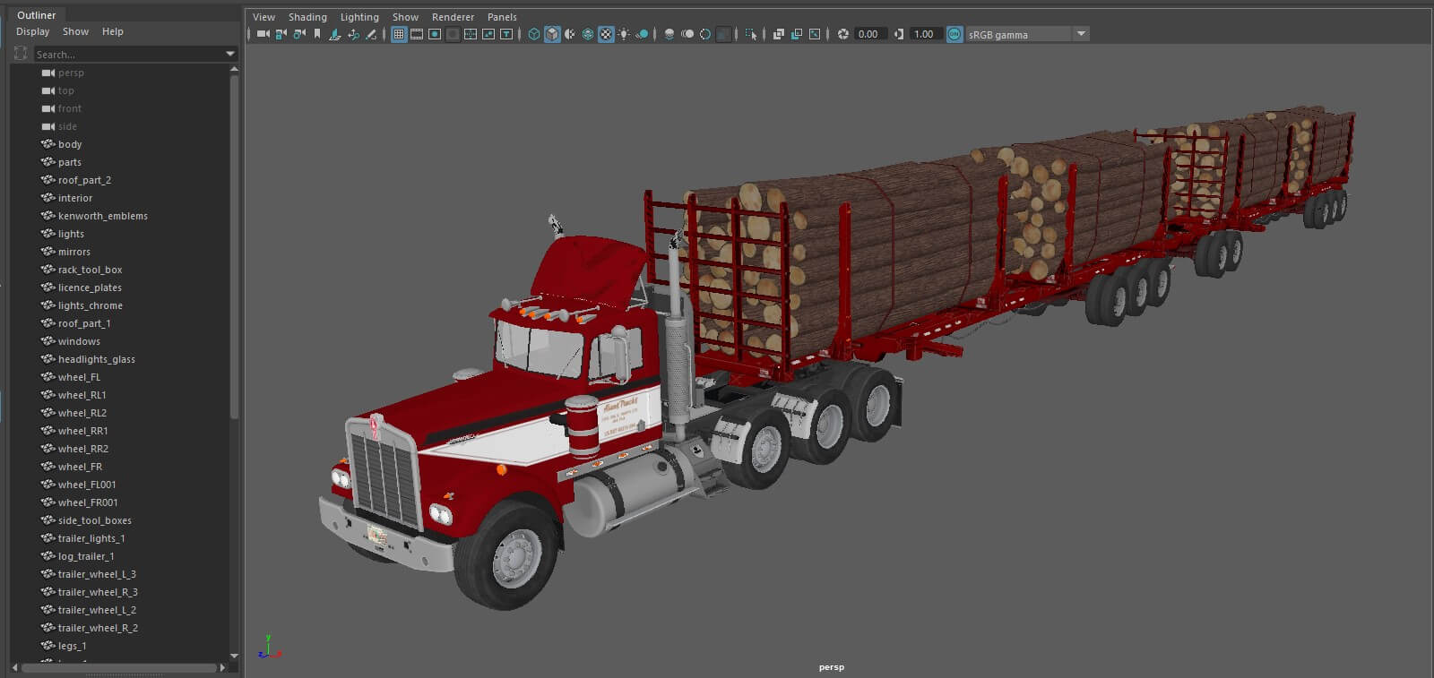 Kenworth Super Train Log Truck - 3D Model by Veaceslav Condraciuc