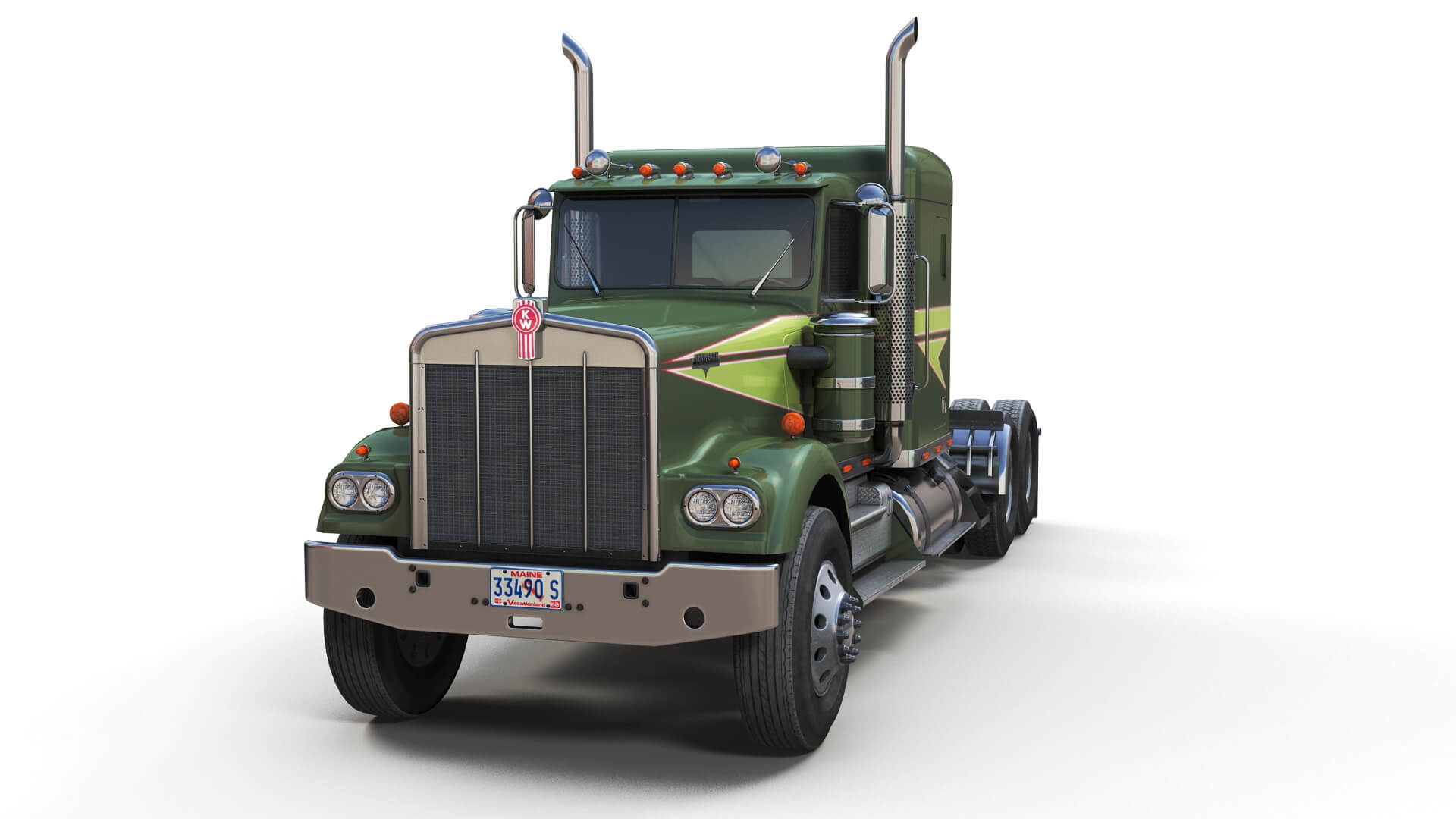 Kenworth W900A Sleeper Semitruck - 3D Model by Veaceslav Condraciuc