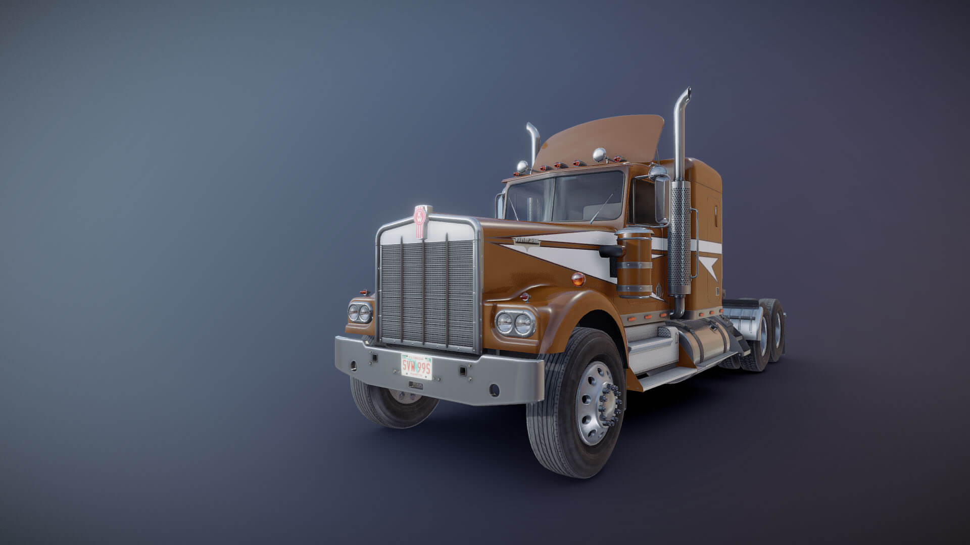 Kenworth W900A Sleeper Semitruck - 3D Model by Veaceslav Condraciuc