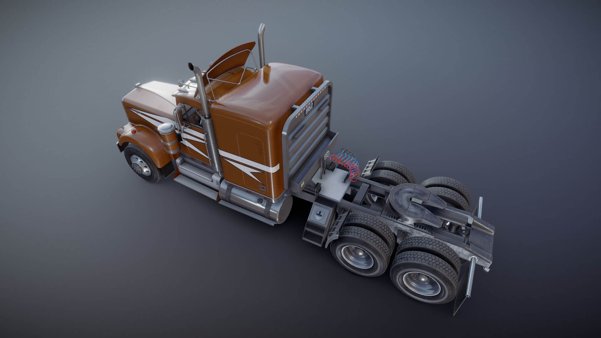 Kenworth W900A Sleeper Semitruck - 3D Model by Veaceslav Condraciuc