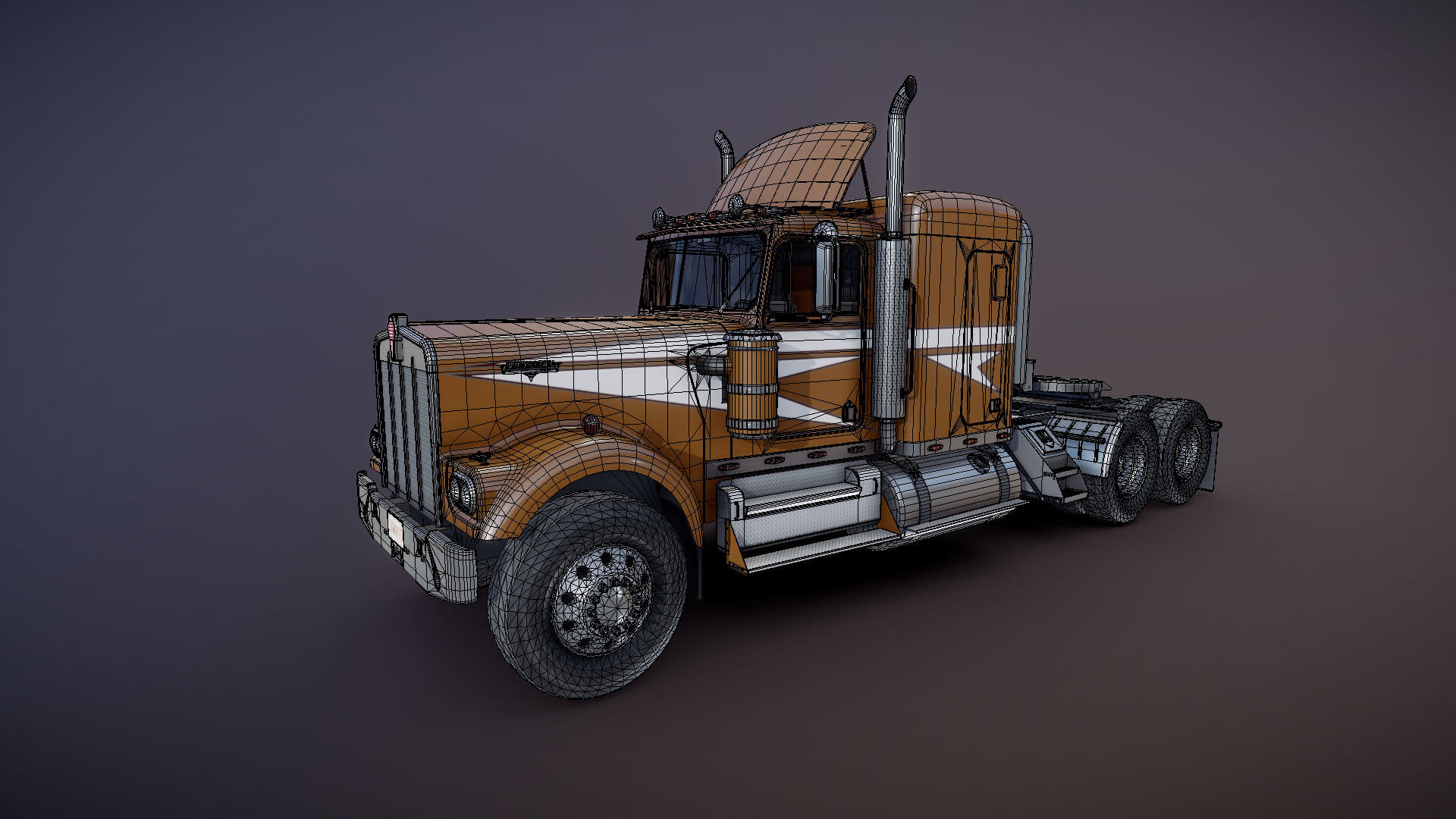 Kenworth W900A Sleeper Semitruck - 3D Model by Veaceslav Condraciuc