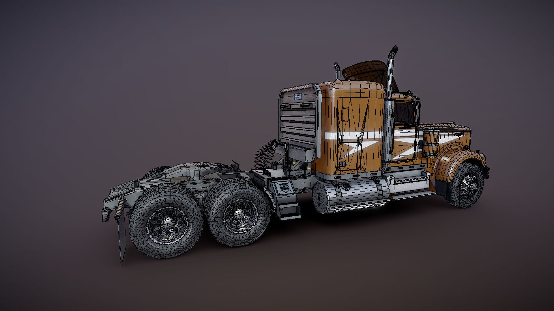 Kenworth W900A Sleeper Semitruck - 3D Model by Veaceslav Condraciuc