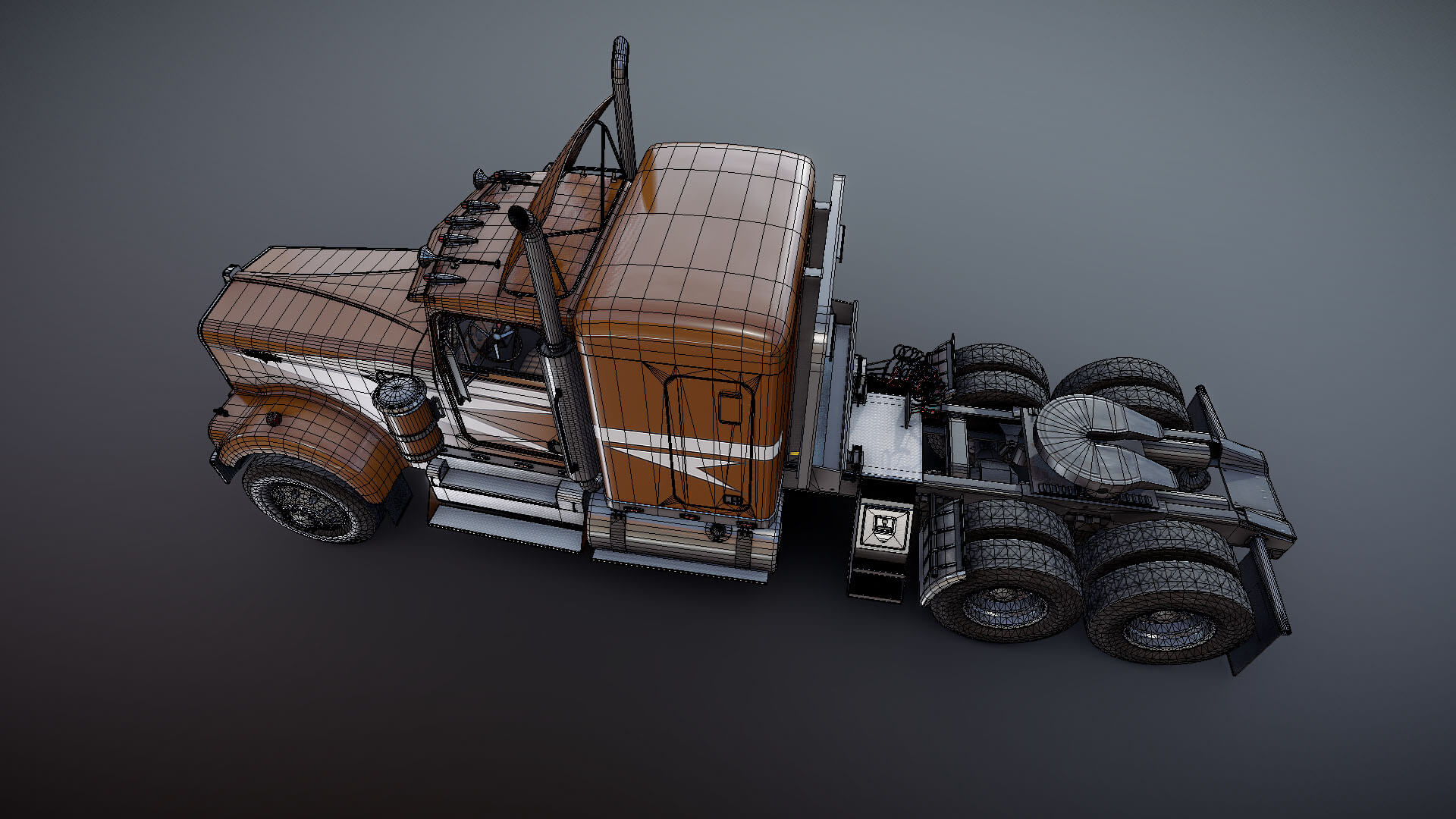 Kenworth W900A Sleeper Semitruck - 3D Model by Veaceslav Condraciuc