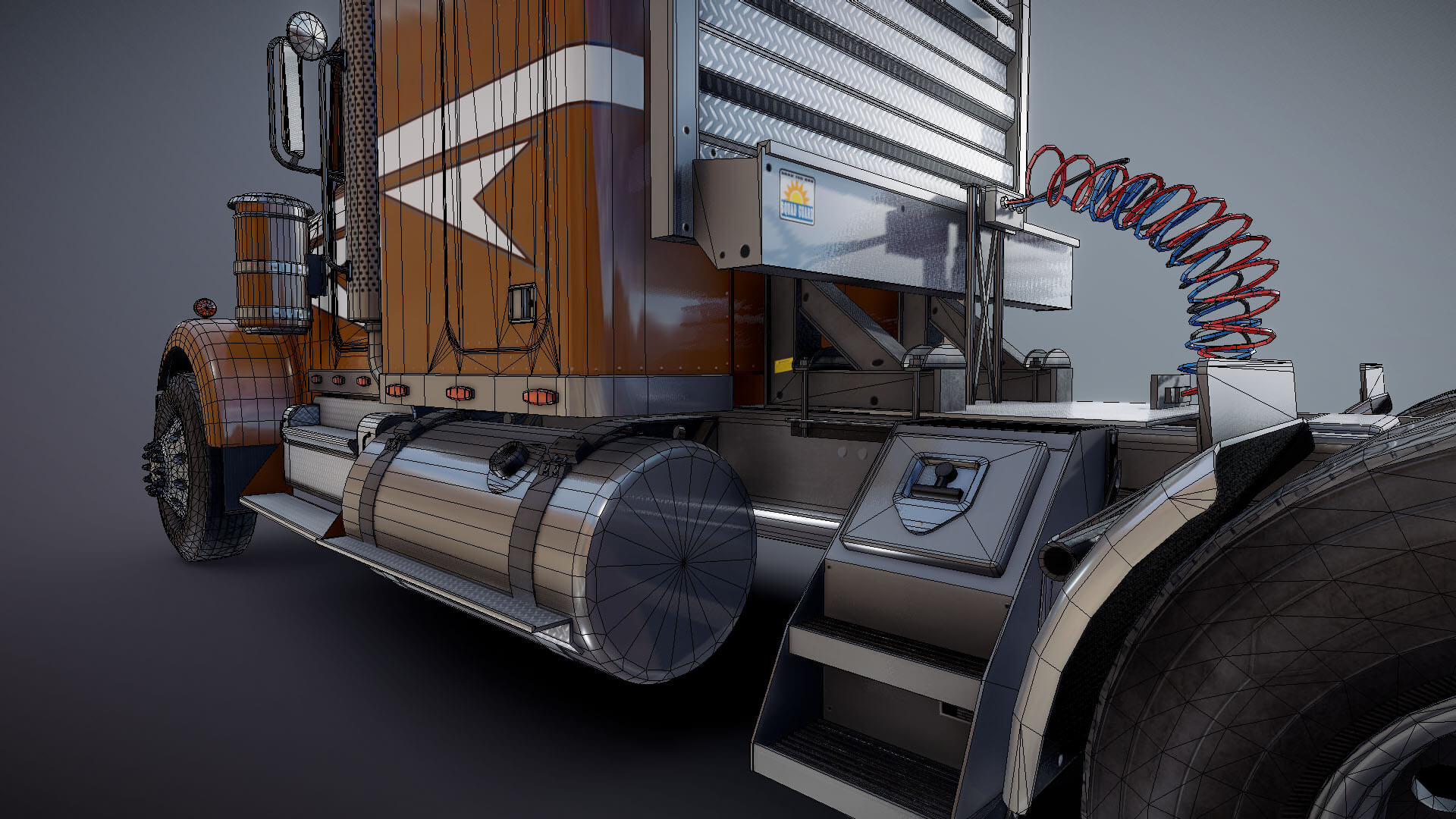 Kenworth W900A Sleeper Semitruck - 3D Model by Veaceslav Condraciuc