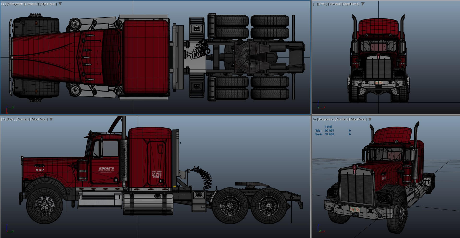 Kenworth W900A Sleeper Semitruck - 3D Model by Veaceslav Condraciuc