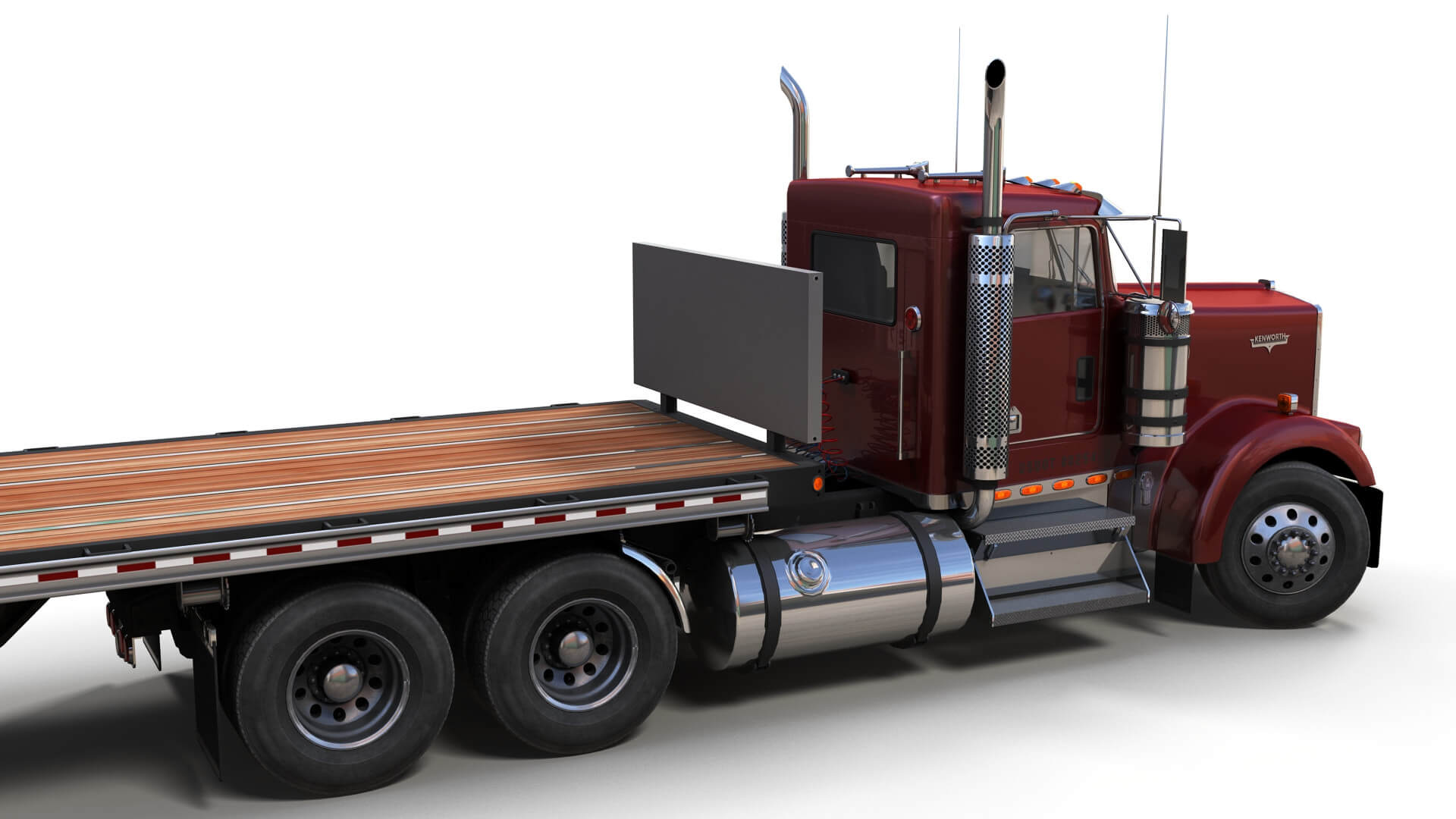 Kenworth W900L Flatbed Trailer - 3D Model by Veaceslav Condraciuc