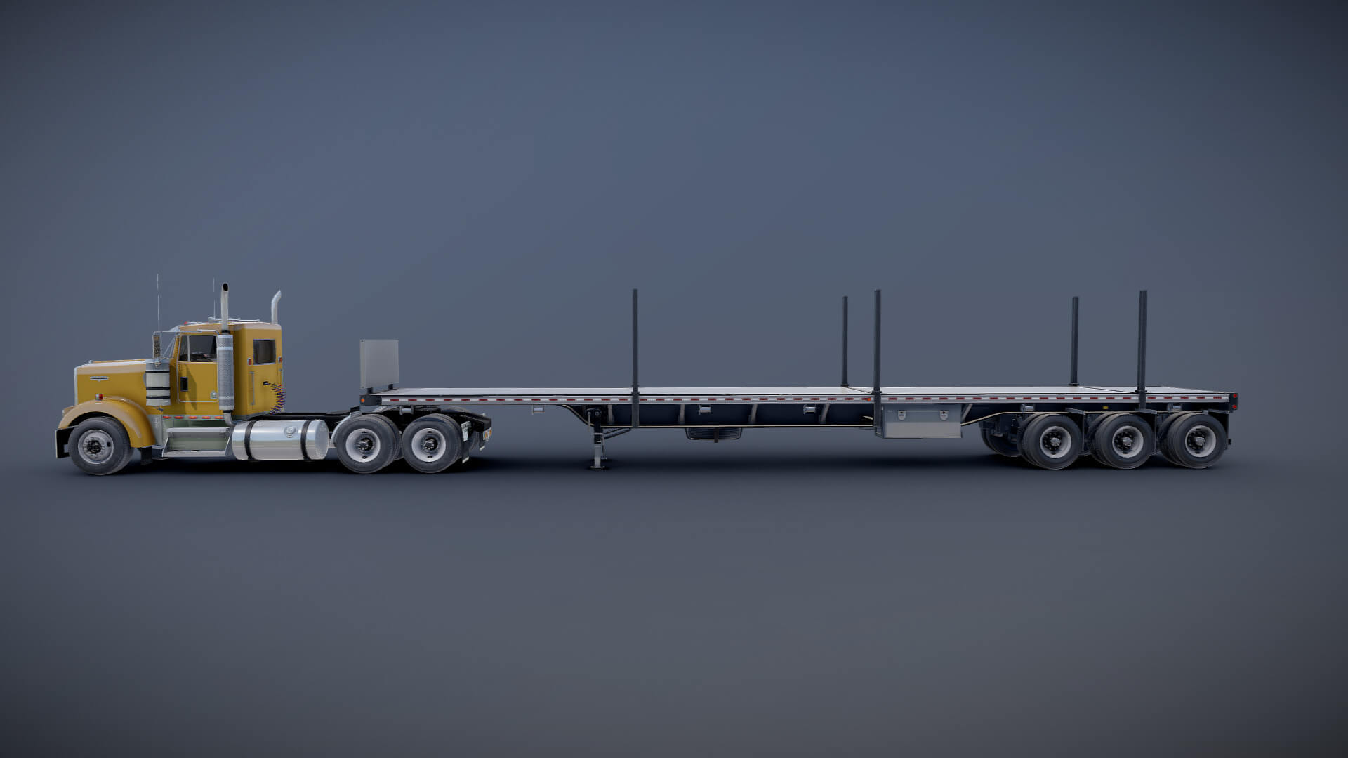 Kenworth W900L Flatbed Trailer - 3D Model by Veaceslav Condraciuc