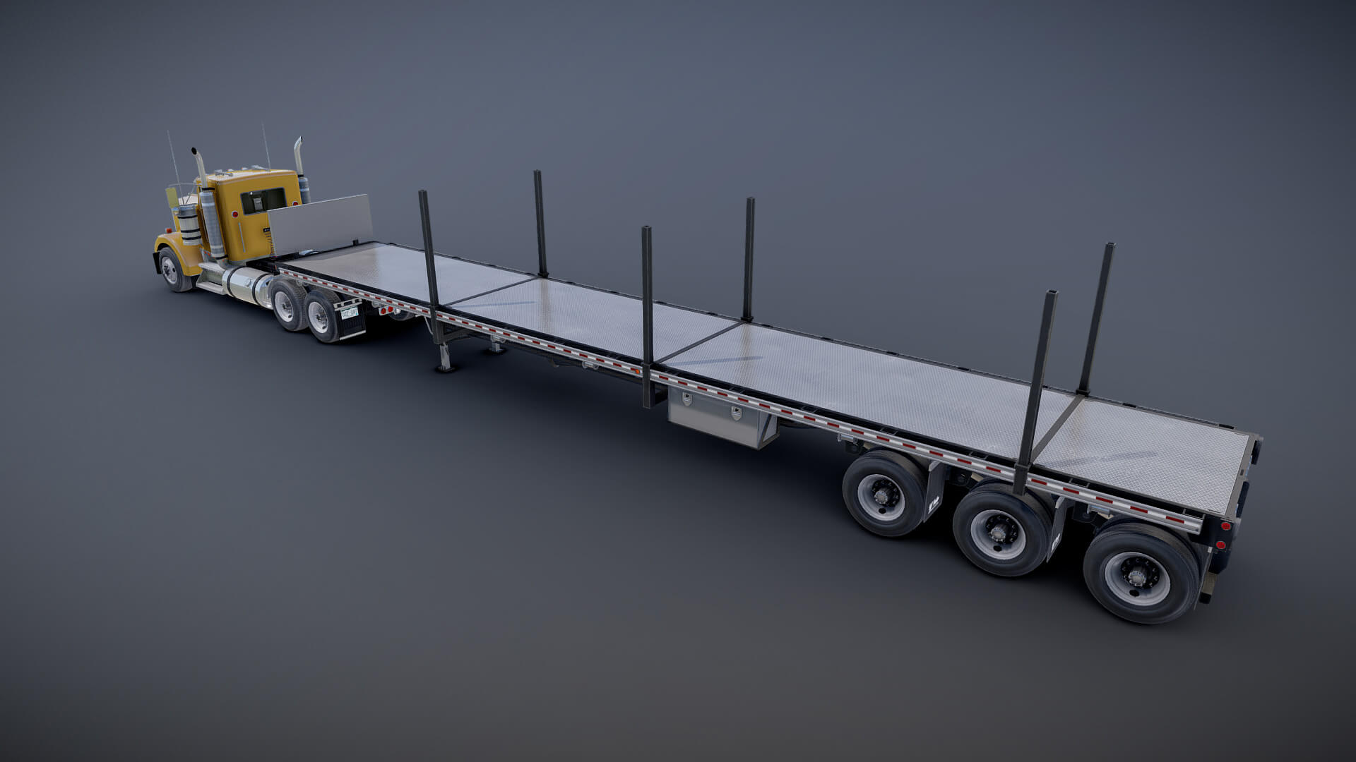 Kenworth W900L Flatbed Trailer - 3D Model by Veaceslav Condraciuc