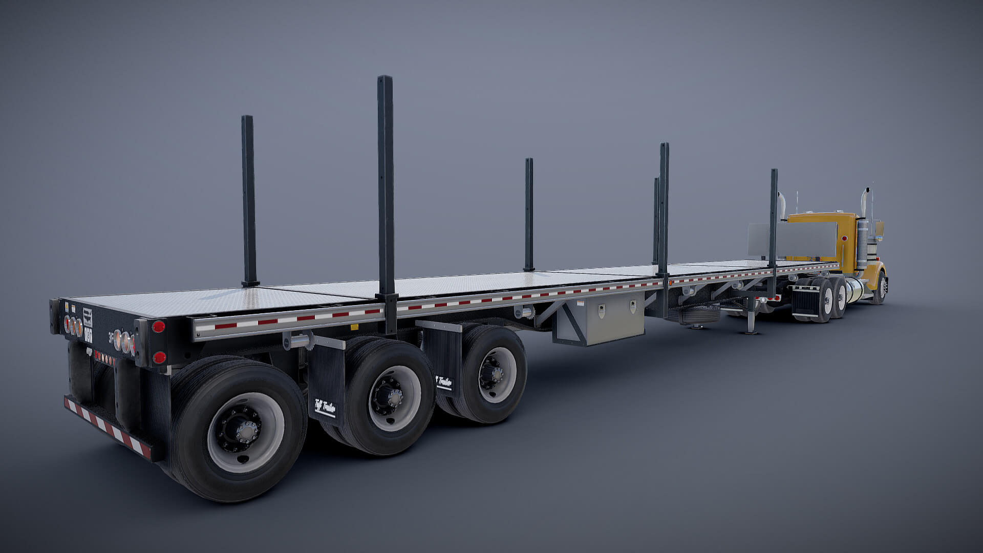 Kenworth W900L Flatbed Trailer - 3D Model by Veaceslav Condraciuc