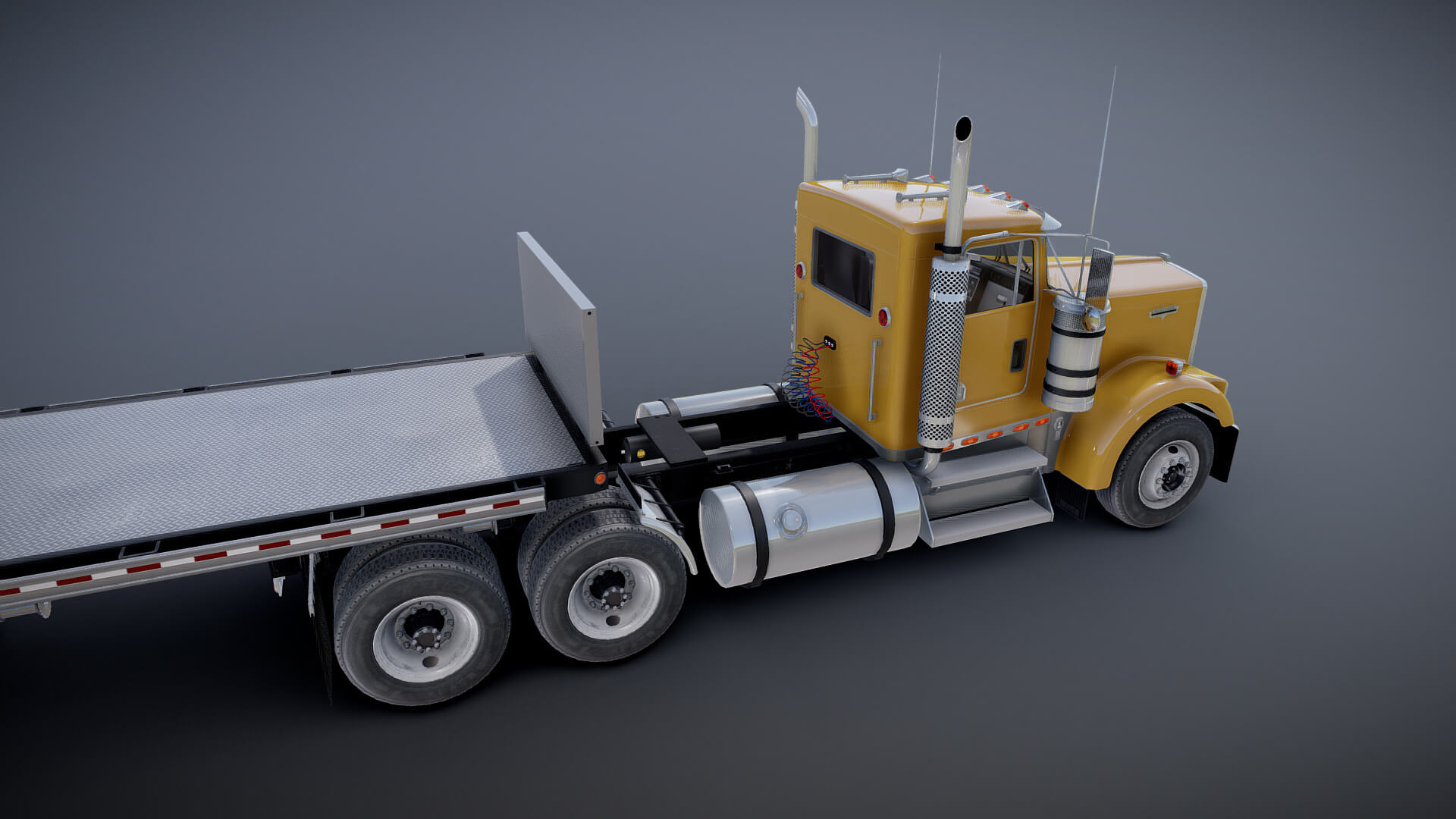 Kenworth W900L Flatbed Trailer - 3D Model by Veaceslav Condraciuc