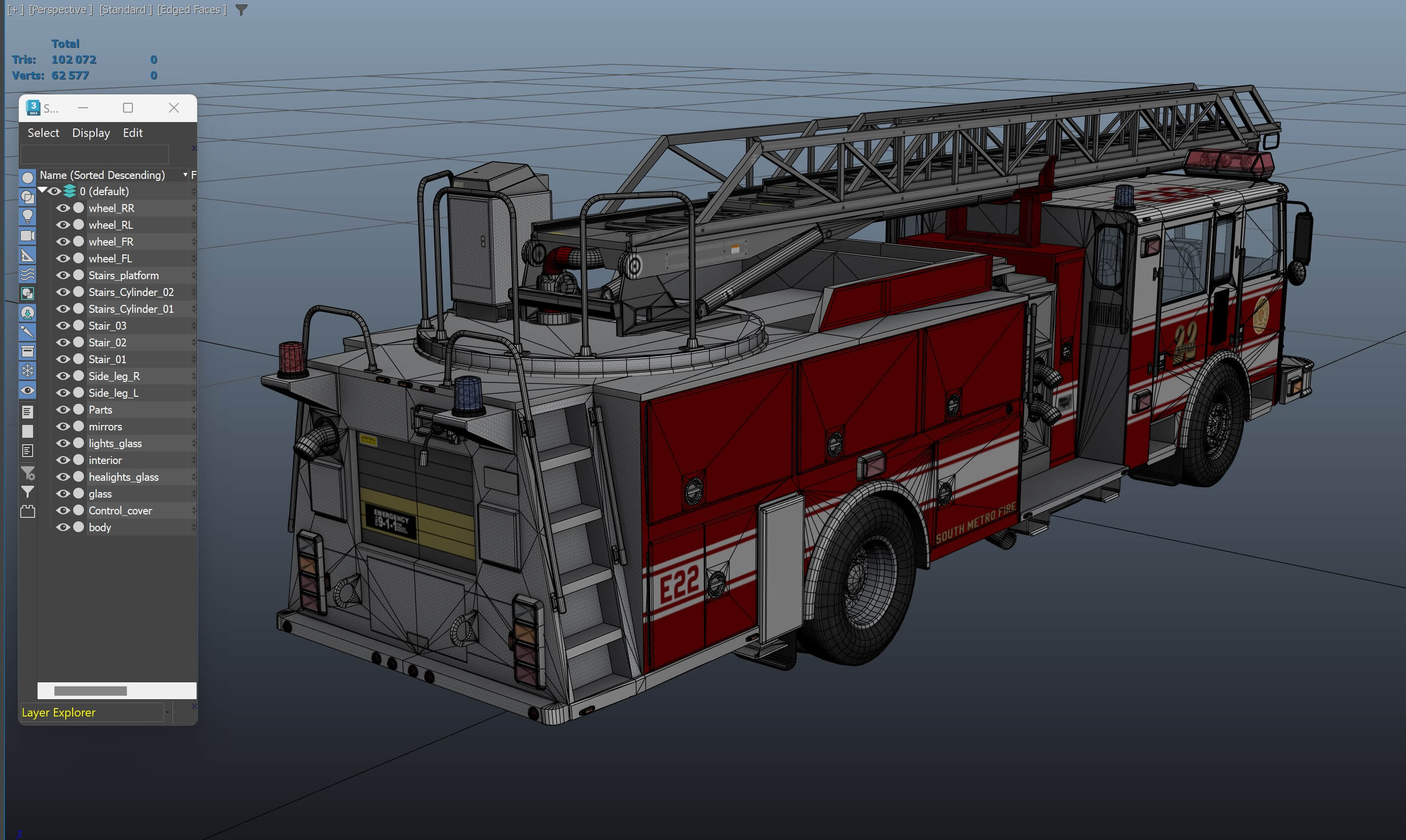 Ladder Truck - 3D Model by Veaceslav Condraciuc
