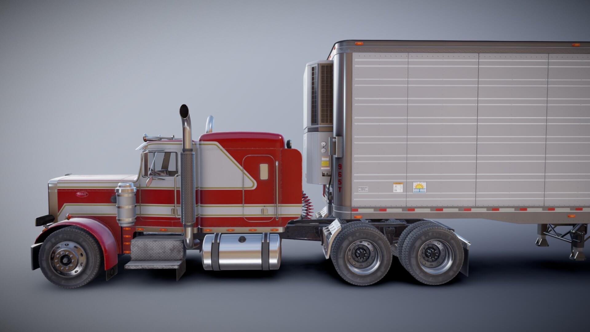 Peterbilt 359 Refrigerated Van Trailer - 3D Model by Veaceslav Condraciuc