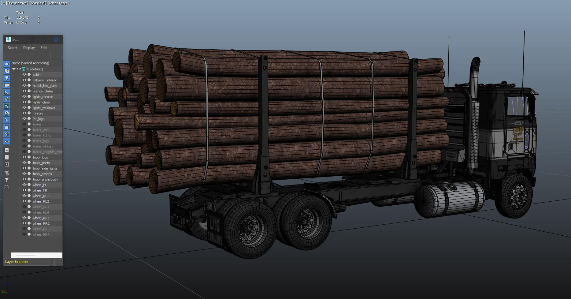 Peterbilt 362 Logger Truck - 3D Model by Veaceslav Condraciuc