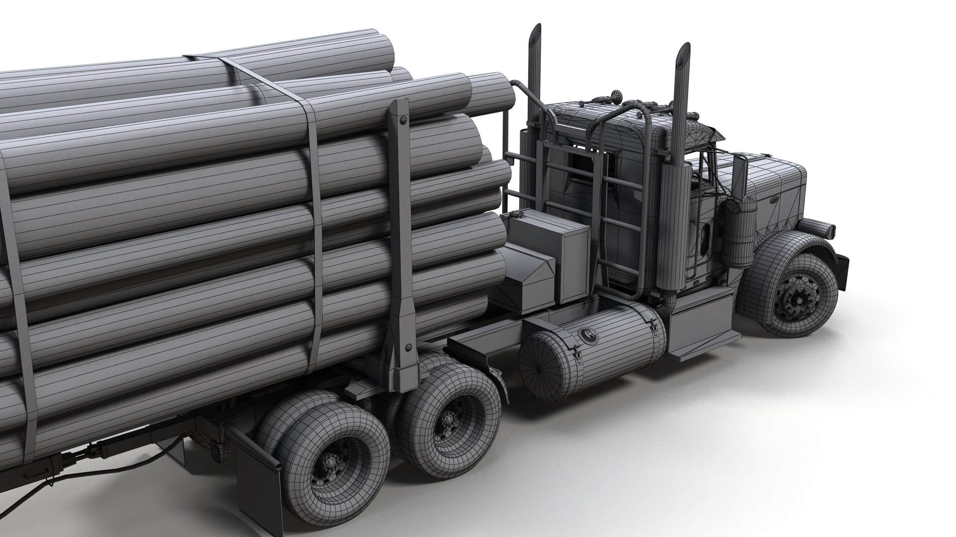 Peterbilt 379 Log Truck - 3D Model by Veaceslav Condraciuc