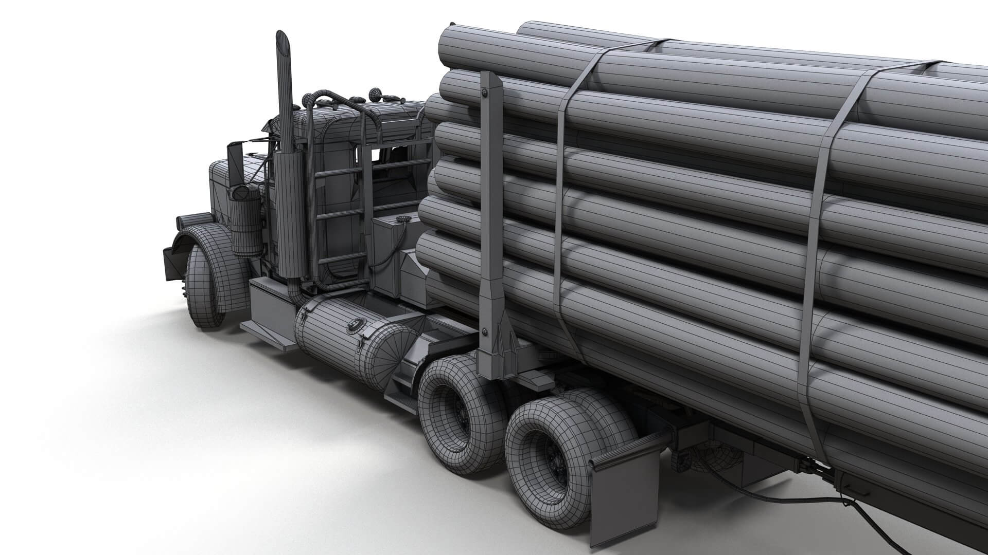 Peterbilt 379 Log Truck - 3D Model by Veaceslav Condraciuc