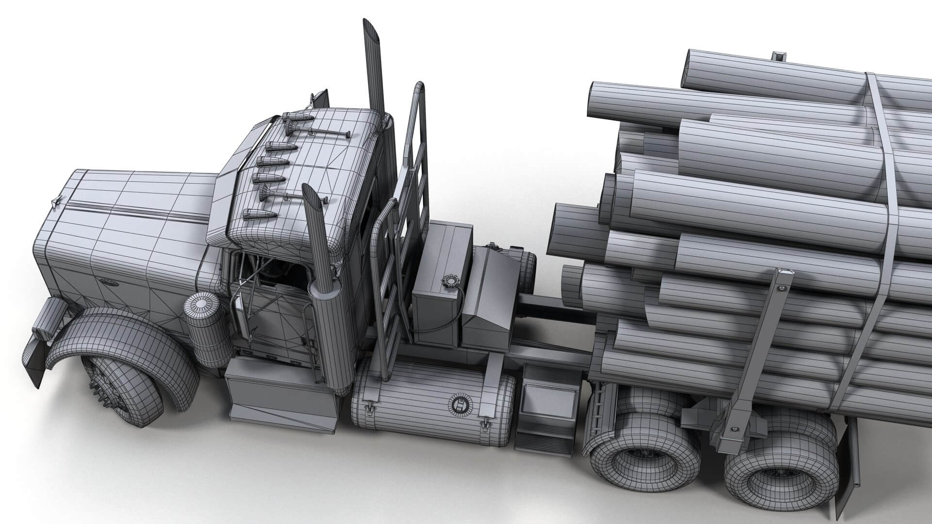 Peterbilt 379 Log Truck - 3D Model by Veaceslav Condraciuc