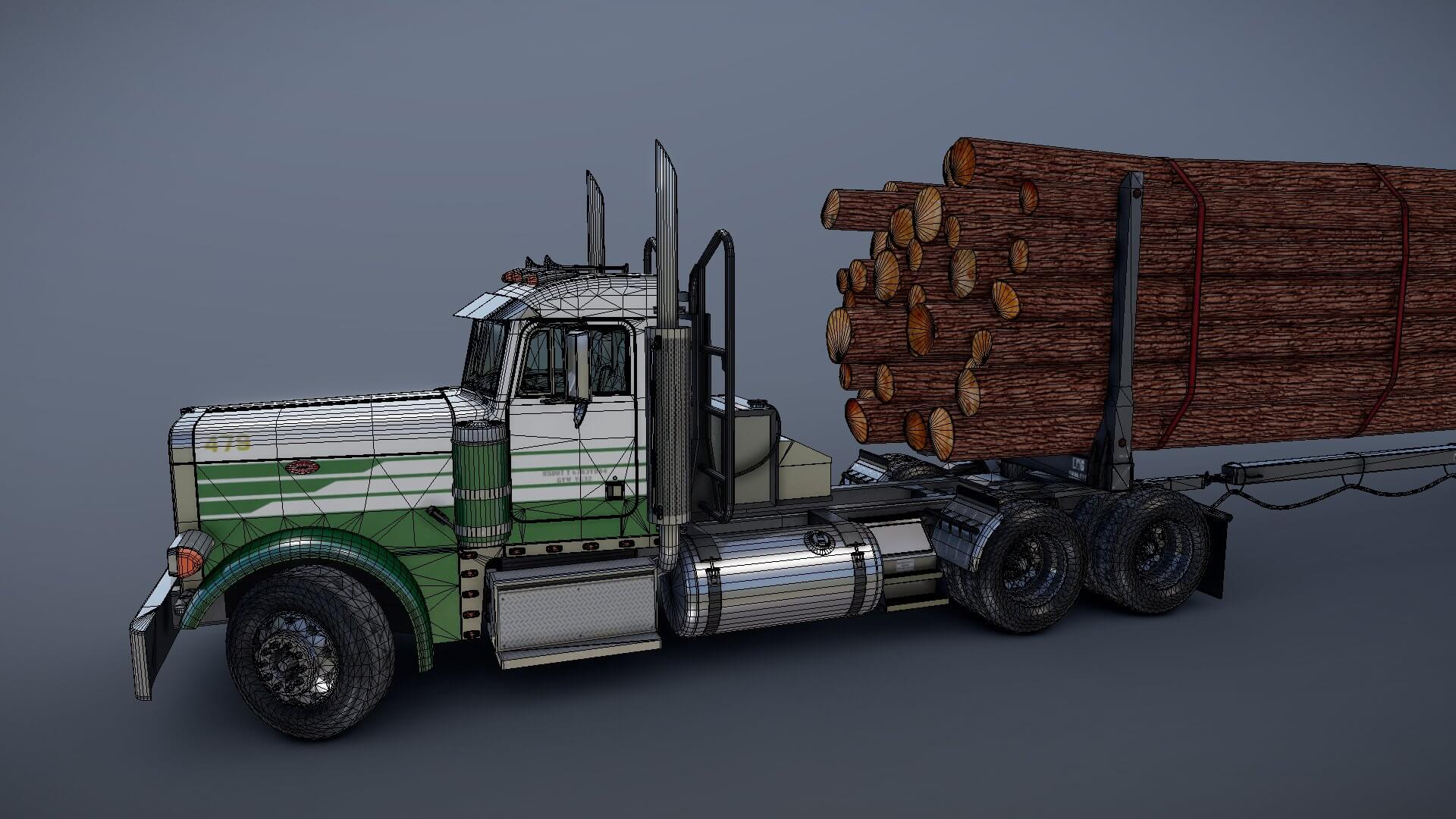Peterbilt 379 Log Truck - 3D Model by Veaceslav Condraciuc