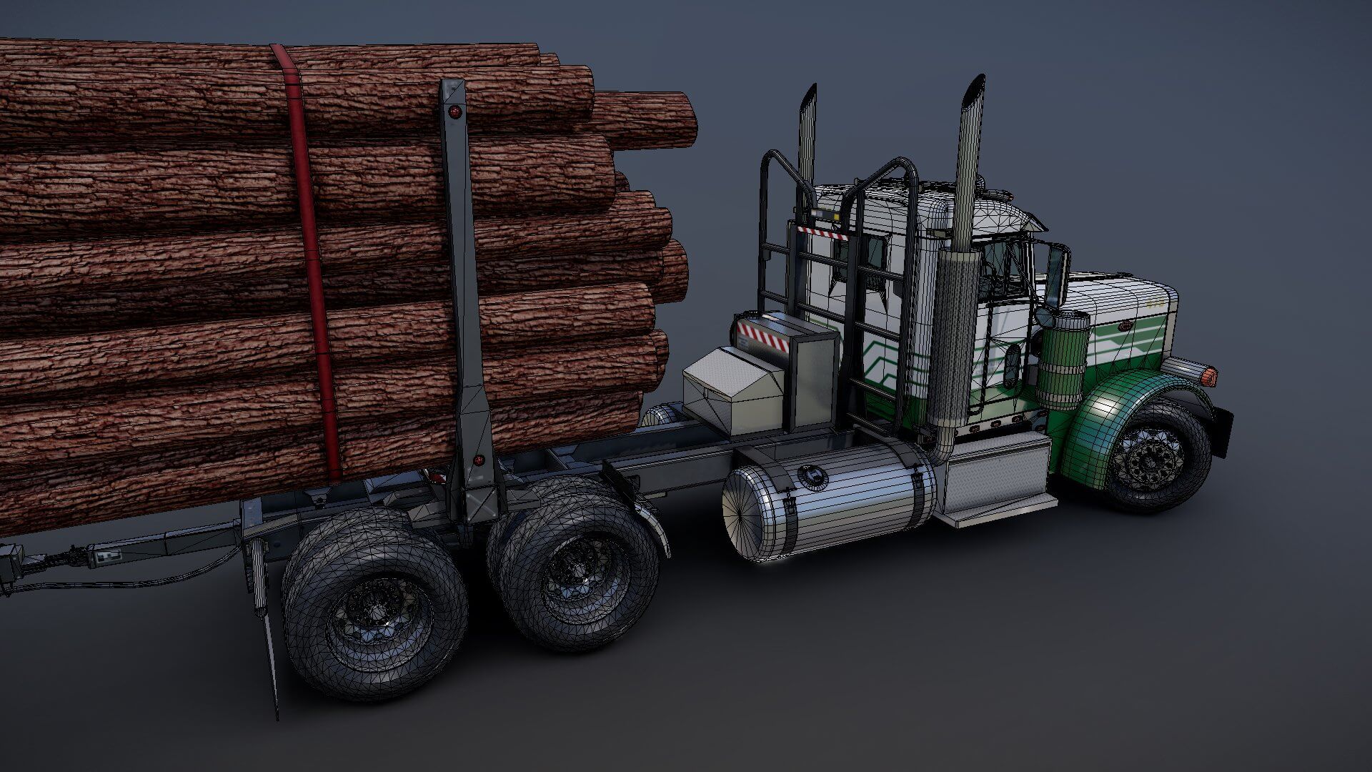 Peterbilt 379 Log Truck - 3D Model by Veaceslav Condraciuc