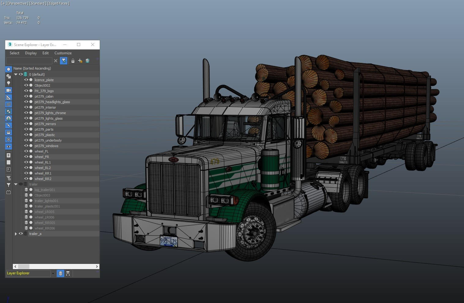 Peterbilt 379 Log Truck - 3D Model by Veaceslav Condraciuc