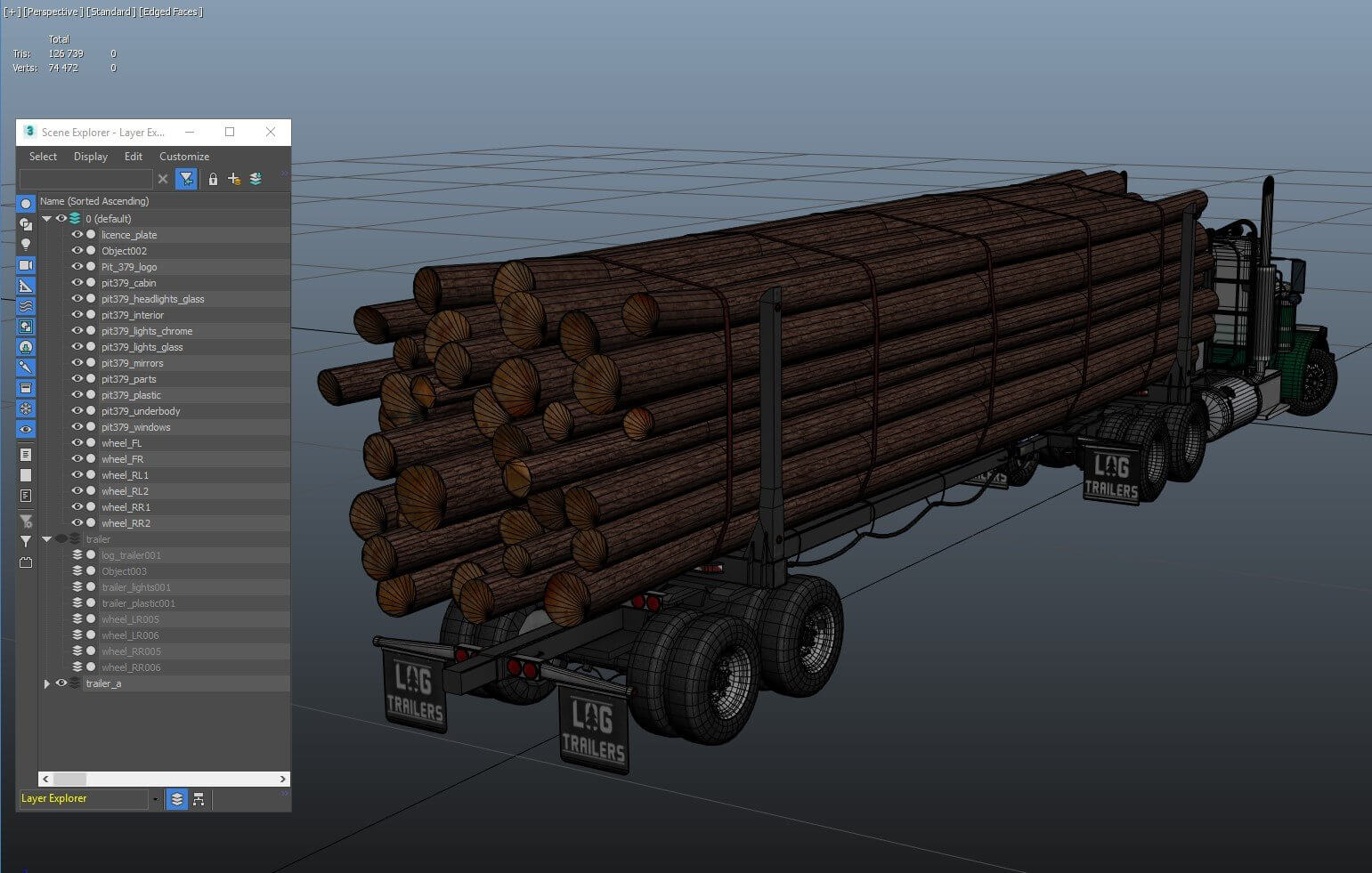 Peterbilt 379 Log Truck - 3D Model by Veaceslav Condraciuc